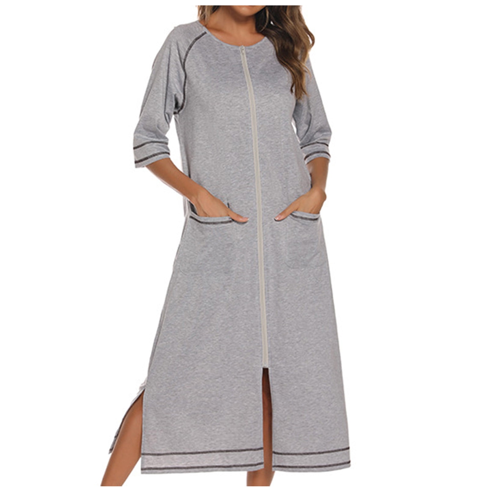 IROINNID Silk Pyjamas Long Dress for Women, Plus Size Short Sleeve and ...