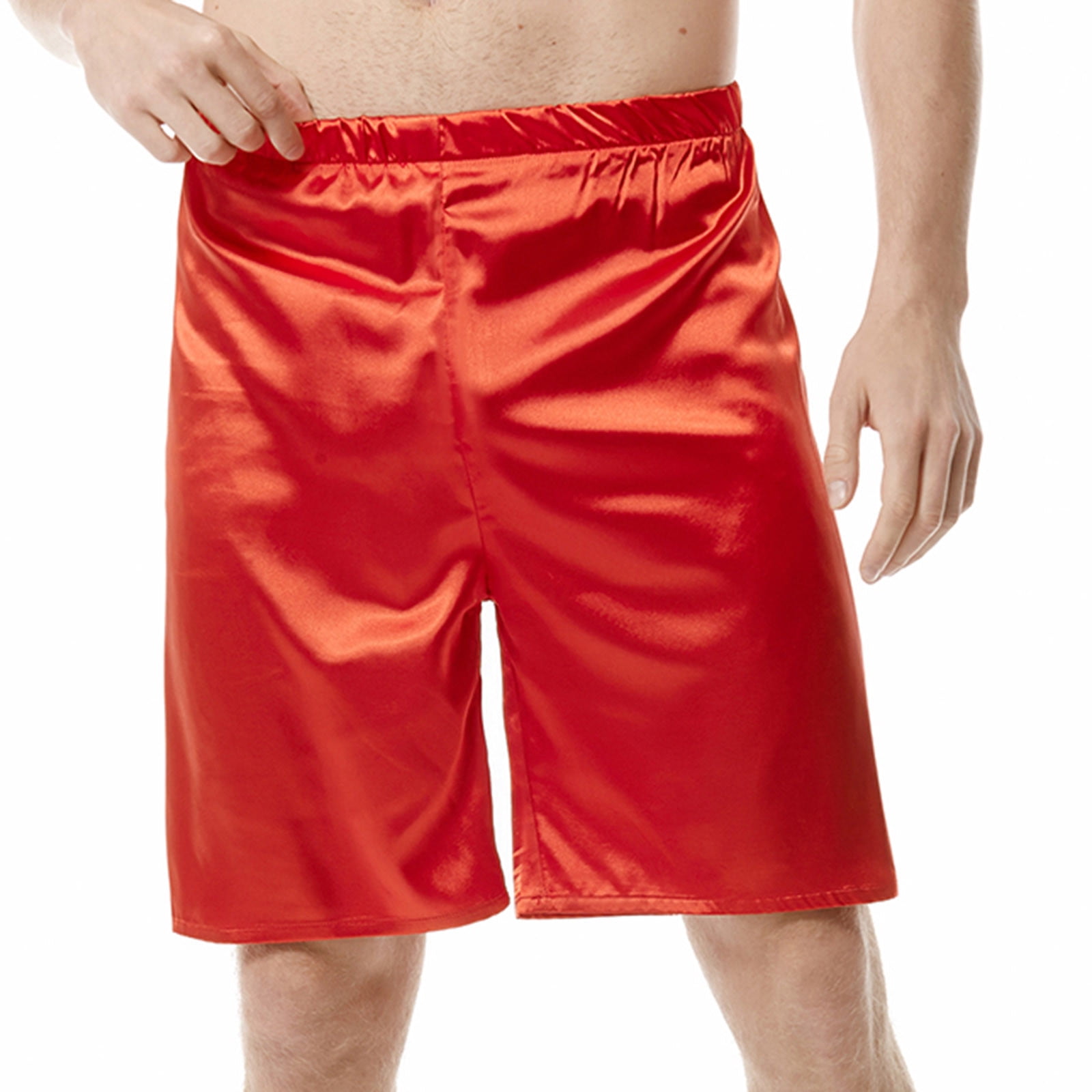 IROINNID Sleep Shorts for Men Cozy Satin Sleepwear Elastic Waist Shorts ...