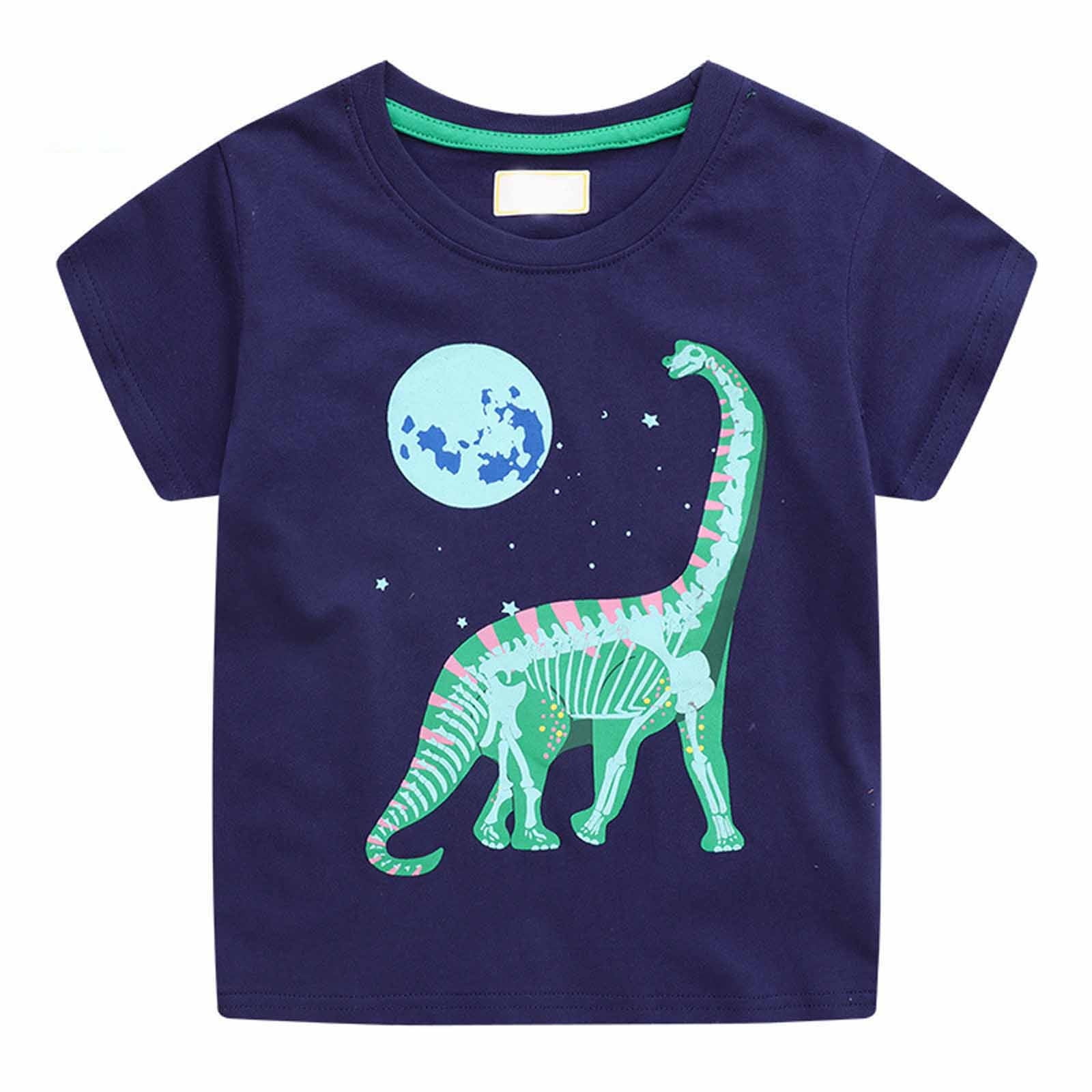 IROINNID Toddler Boy's Round Neck Short Sleeve Luminous Tops Cartoon ...