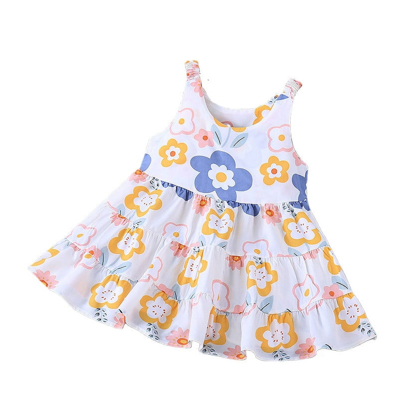 IROINNID Toddler Girl Princess Ruffle Dress Sleeveless Printed Toddler ...