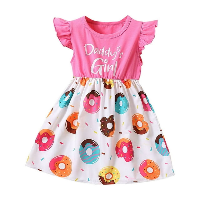 IROINNID Toddler Girl Ruffle Dress Flying Sleeve Round Neckline Summer ...