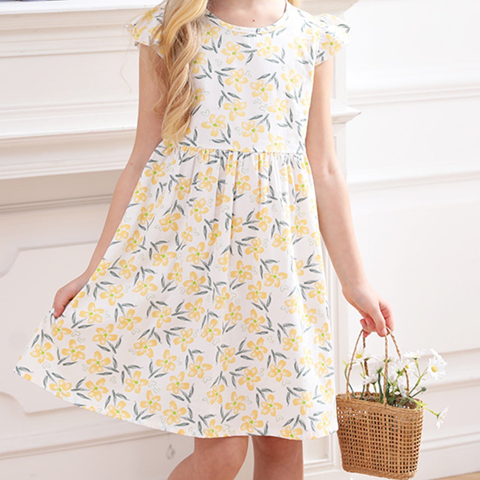 IROINNID Toddler Girl Ruffle Dress Short-sleeved Dress Girls Cotton ...