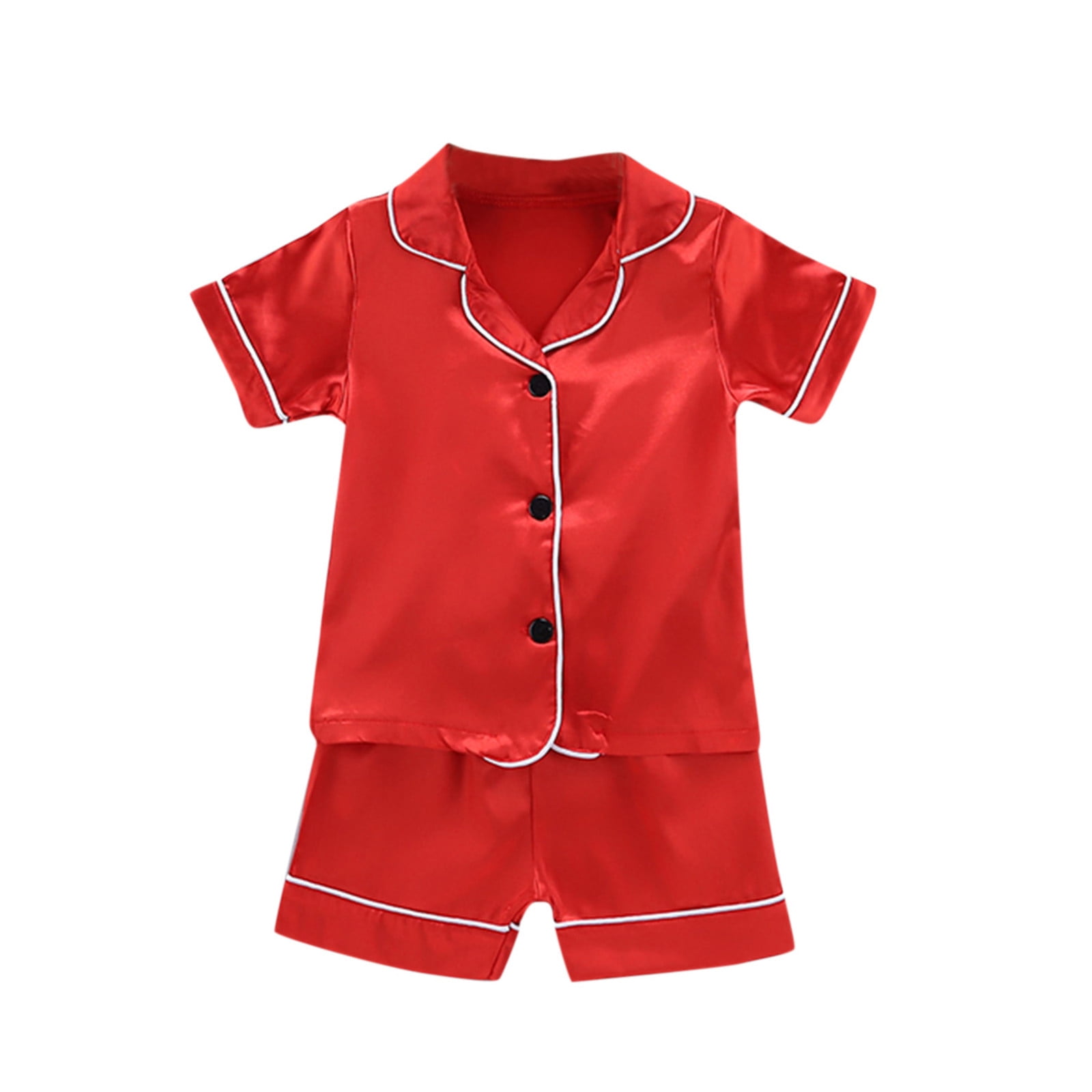 IROINNID Toddler Girl's 2PCS Sleepwear Set Solid Single-Breasted Short ...