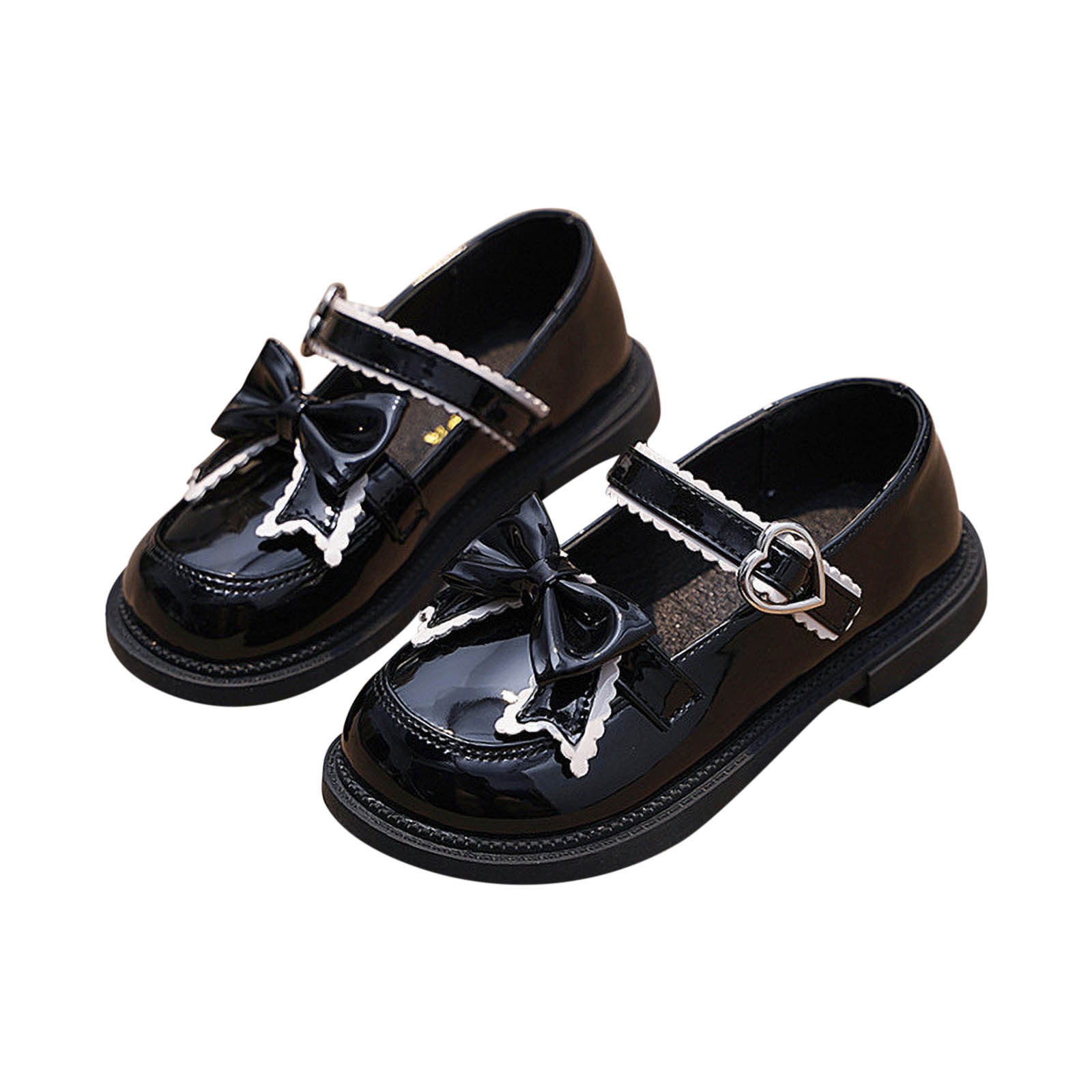 IROINNID Toddler Girl's Black Shoes Soft Sole Buckle Bowknot Dress Big ...
