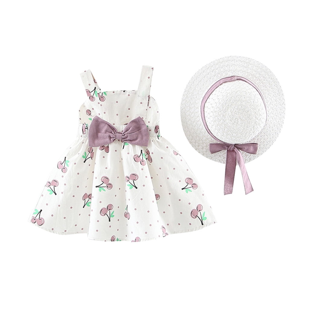 IROINNID Toddler Girls Sleeveless Dot Princess Dresses With Bow Hat ...