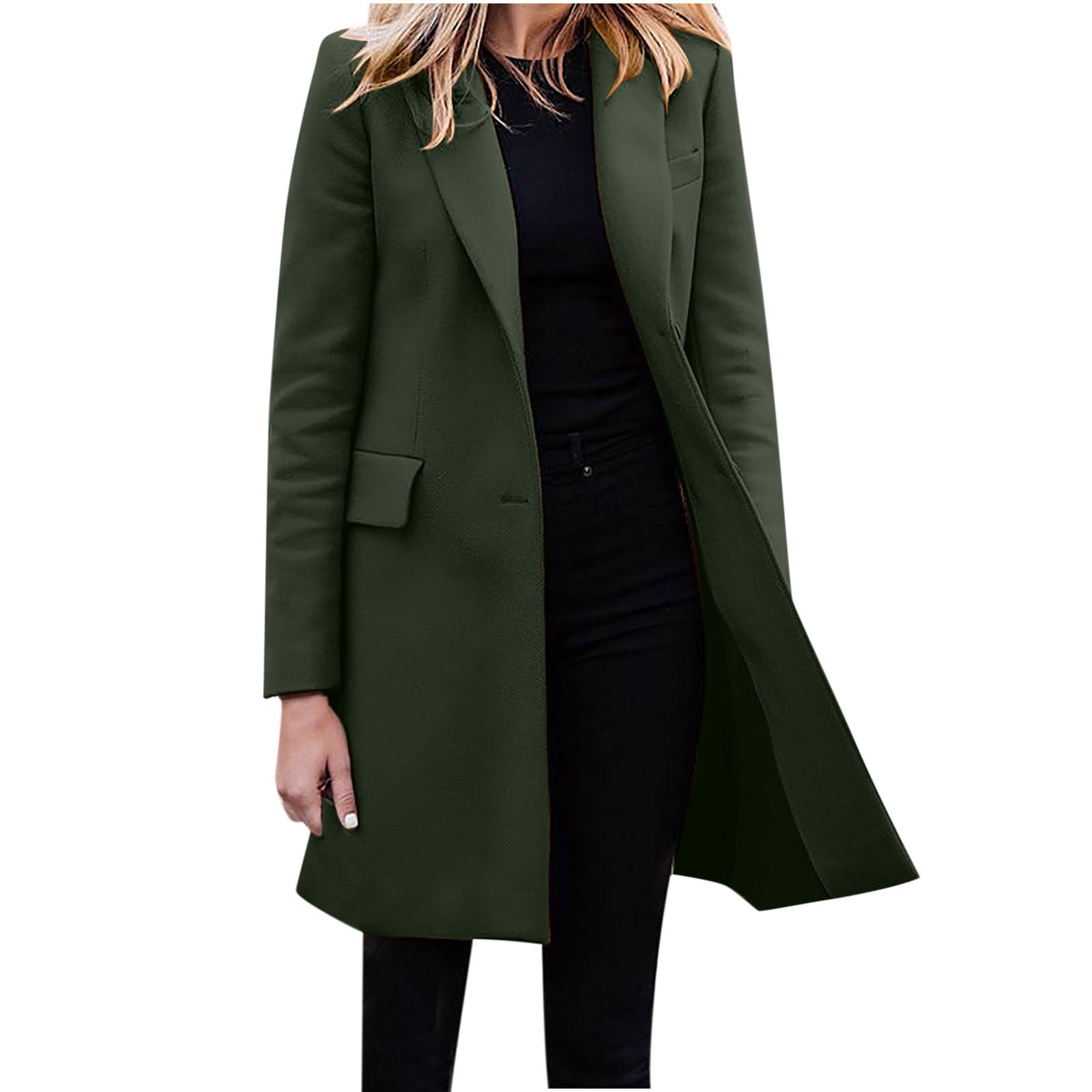 IROINNID Trench Coat for Women Front Open Single Button Elegant Trench ...