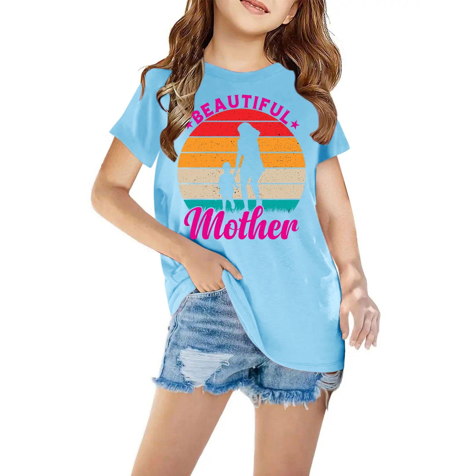 IROINNID Unsex Cute Sleeve Printed T-Shirt Round Neck Crop Top For 3-13 ...