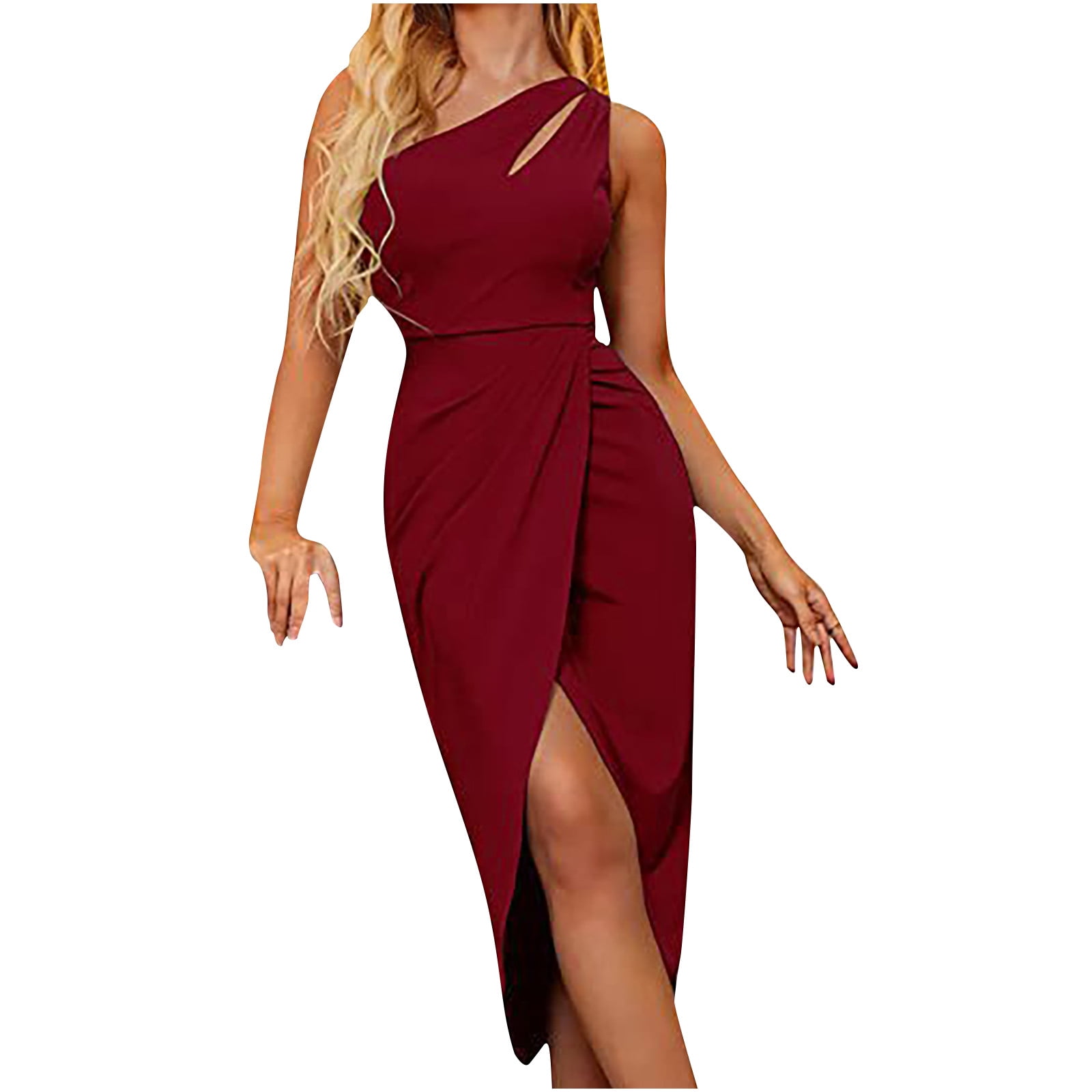 IROINNID Women's Sleeveless Bodycon Dress One Shoulder Summer One ...