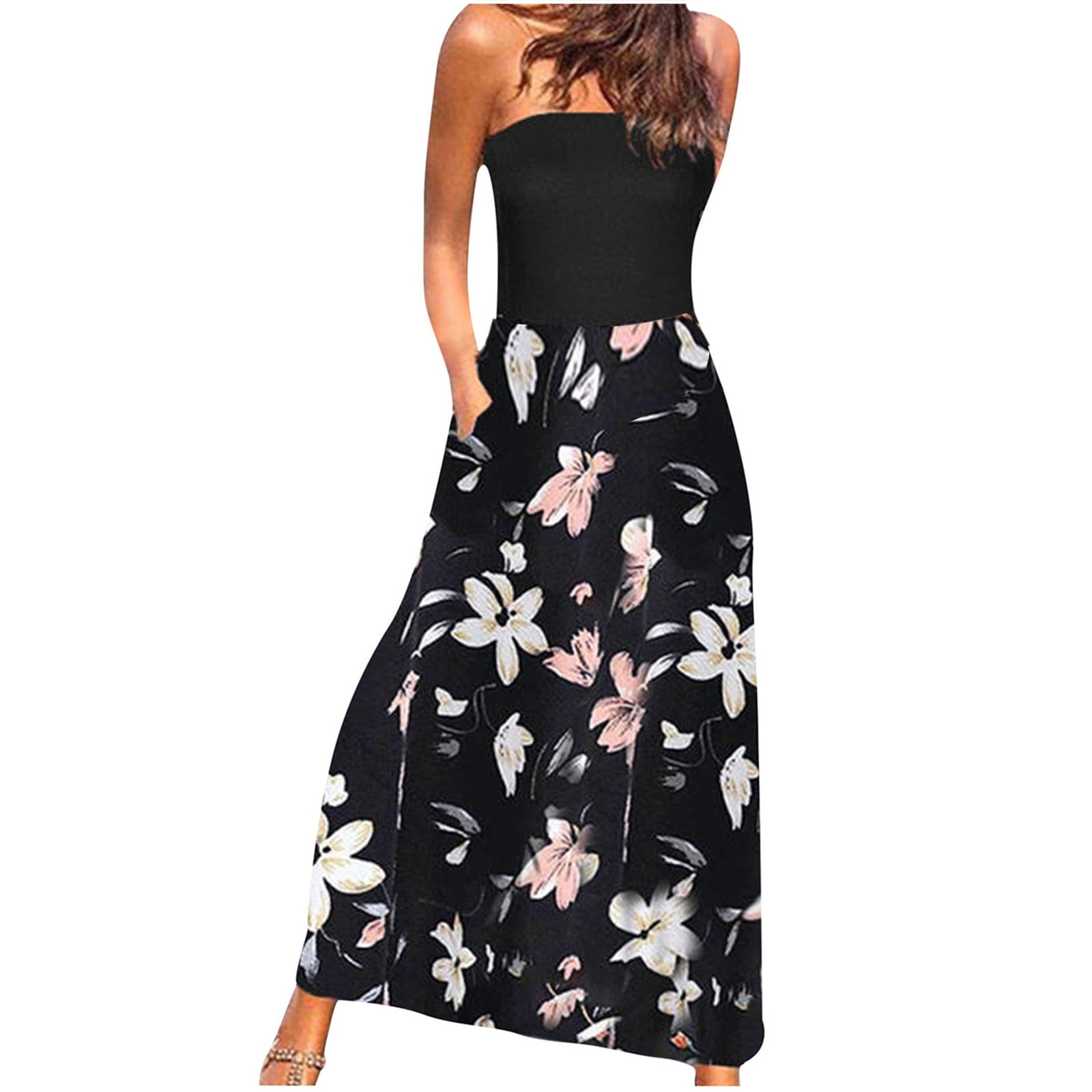 IROINNID Women's Sleeveless Empire Dress Off-The-Shoulder Casual Loose ...