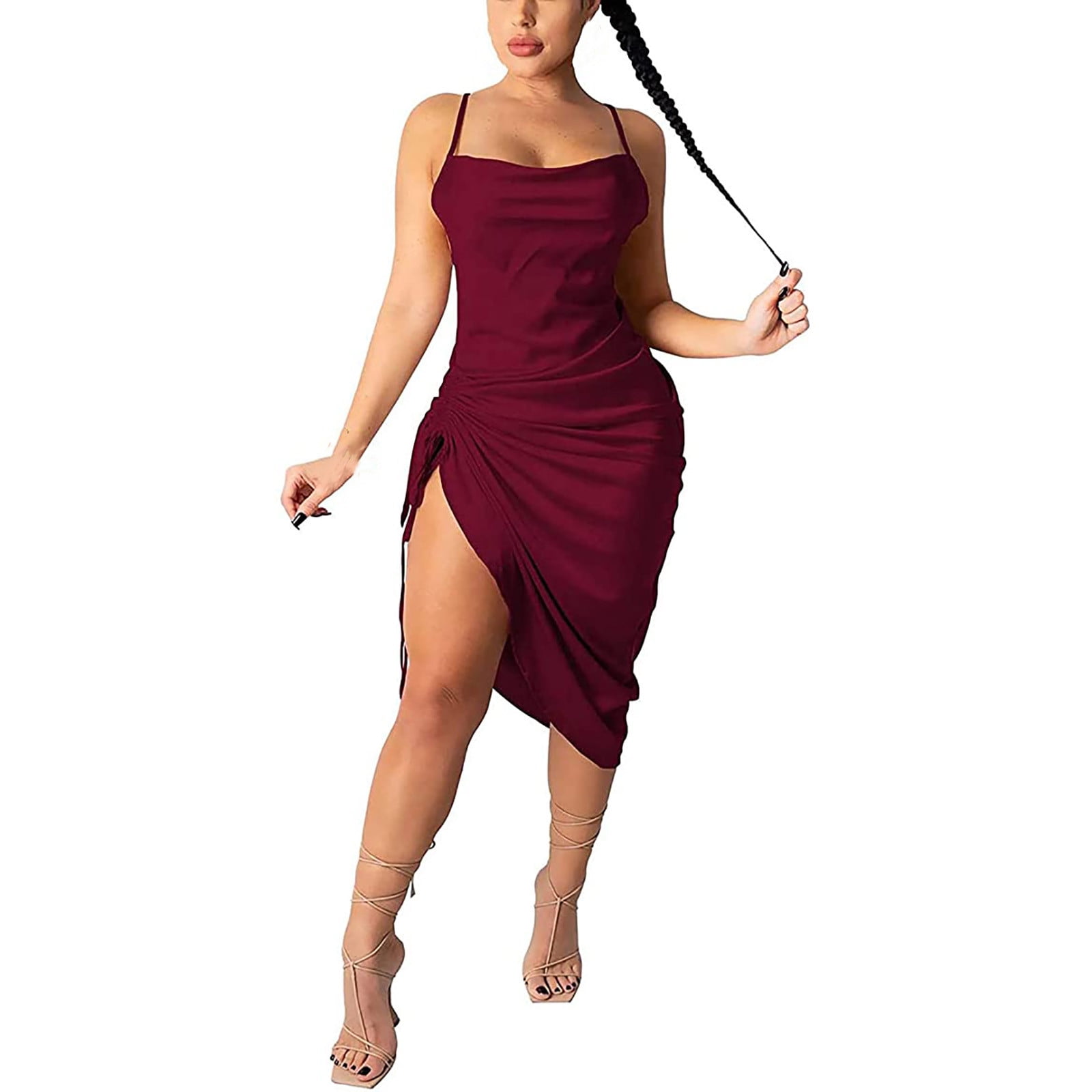 IROINNID Women's Sleeveless Sheath Dress Casual Sling Bandage Short ...