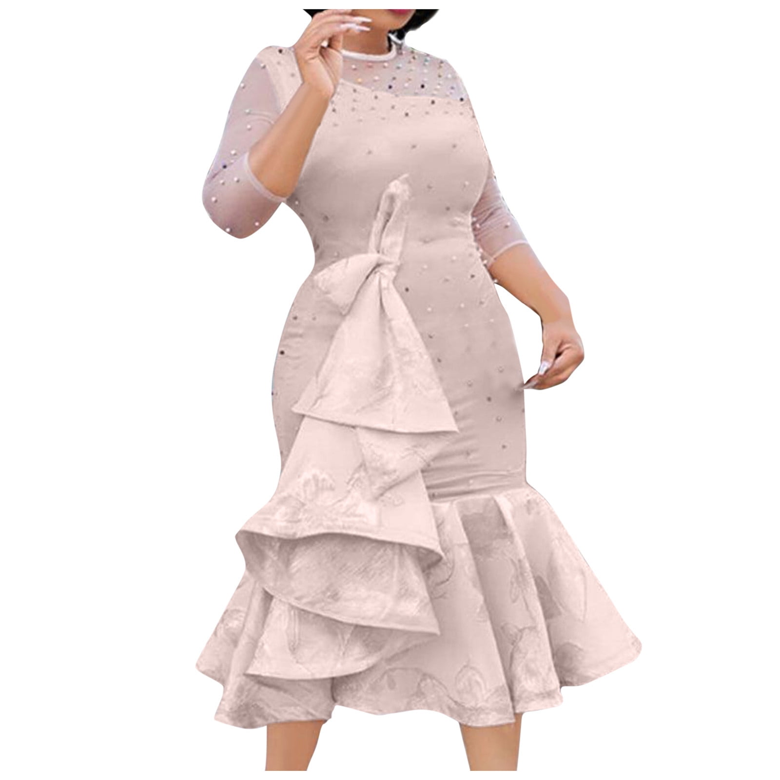 IROINNID Women's Sleeveless Solid Color Sheath Dress Formal Prom Party ...