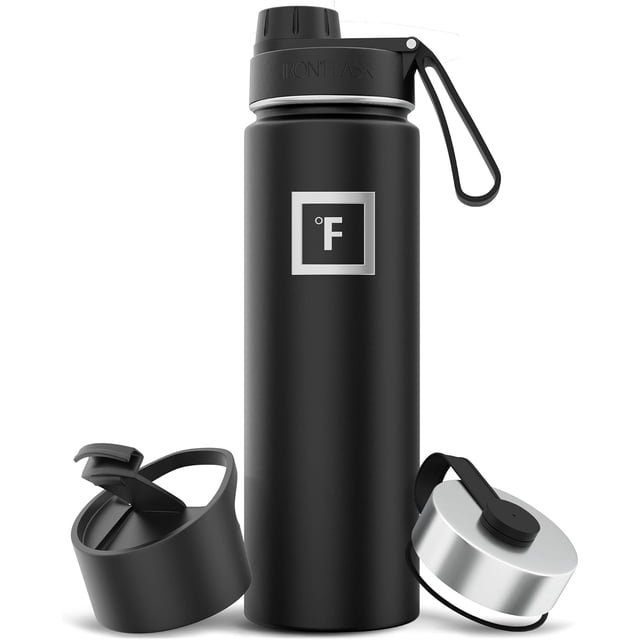 IRON °FLASK Camping & Hiking Hydration Flask, Wide Mouth, 3 Spout Lids ...