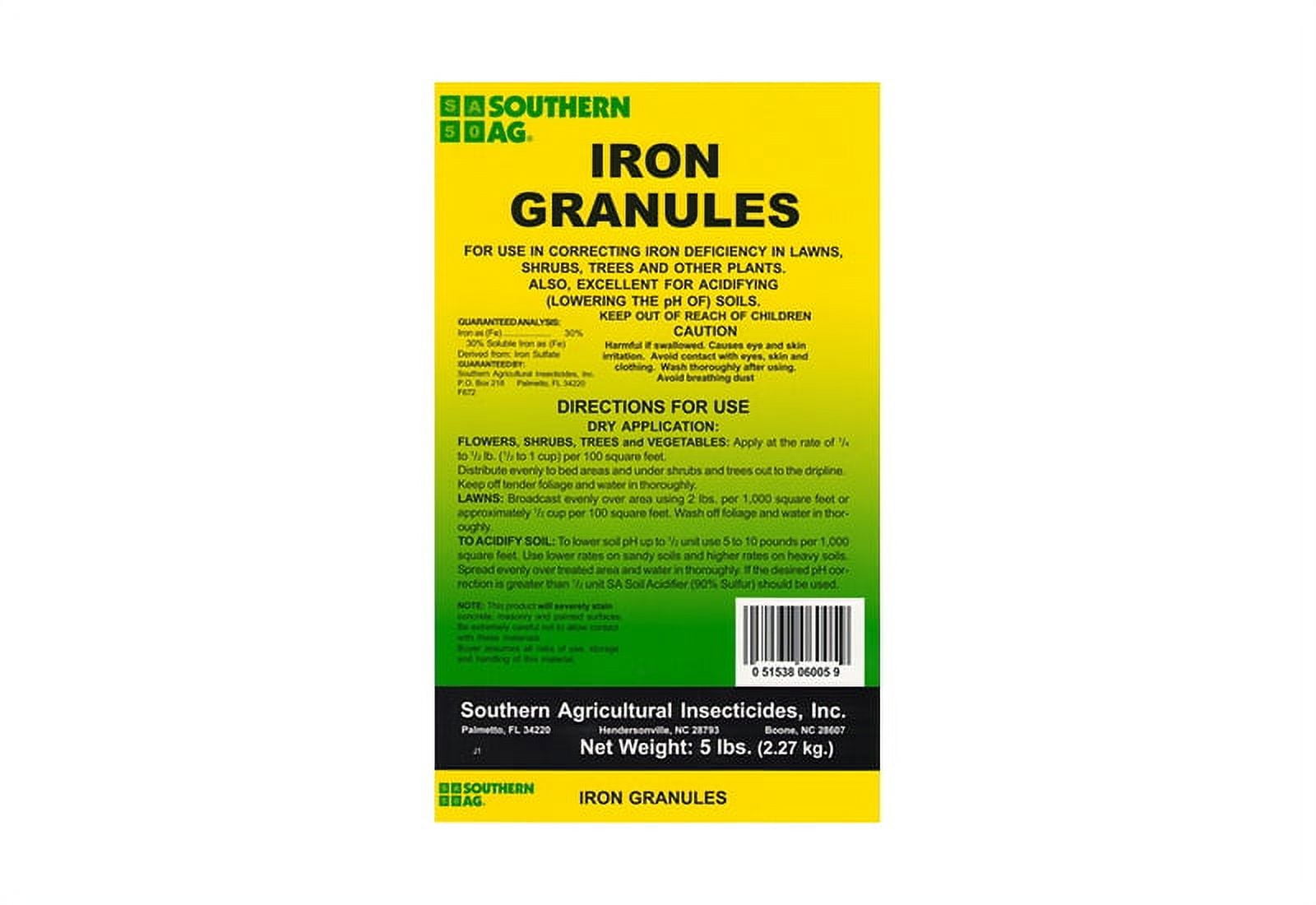 IRON GRANULES (30% IRON) 5 lb. Southern Ag - Walmart.com