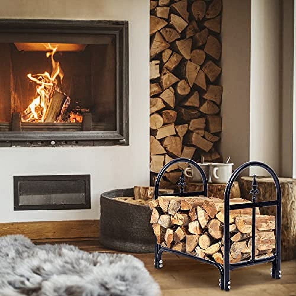 IRONAMX 2FT Firewood Rack, Heavy Duty Steel Fireplace Wood Storage ...