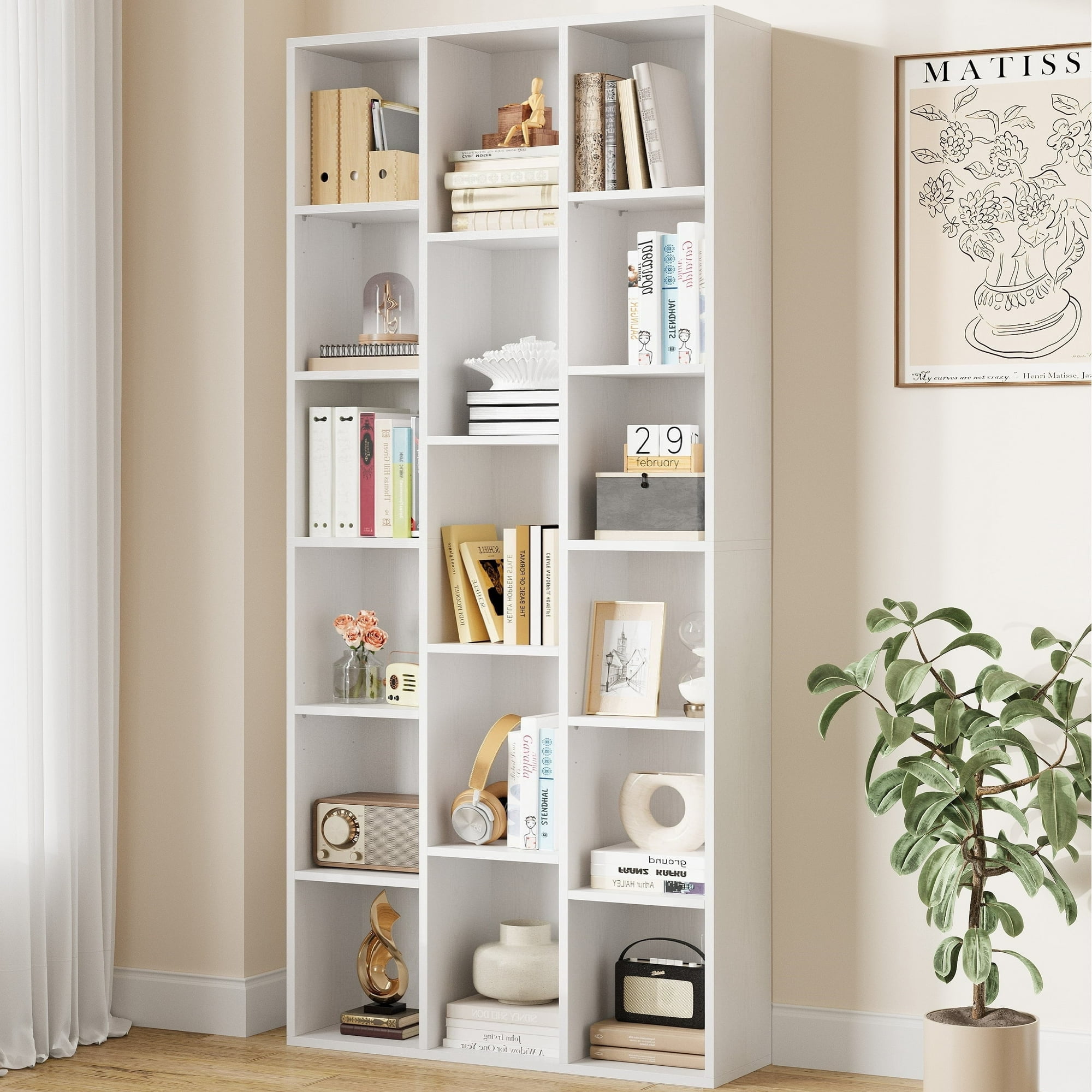 IRONCK 71" Tall Bookcase, 31.5" Wide Bookshelf, Cube Storage Organizer ...