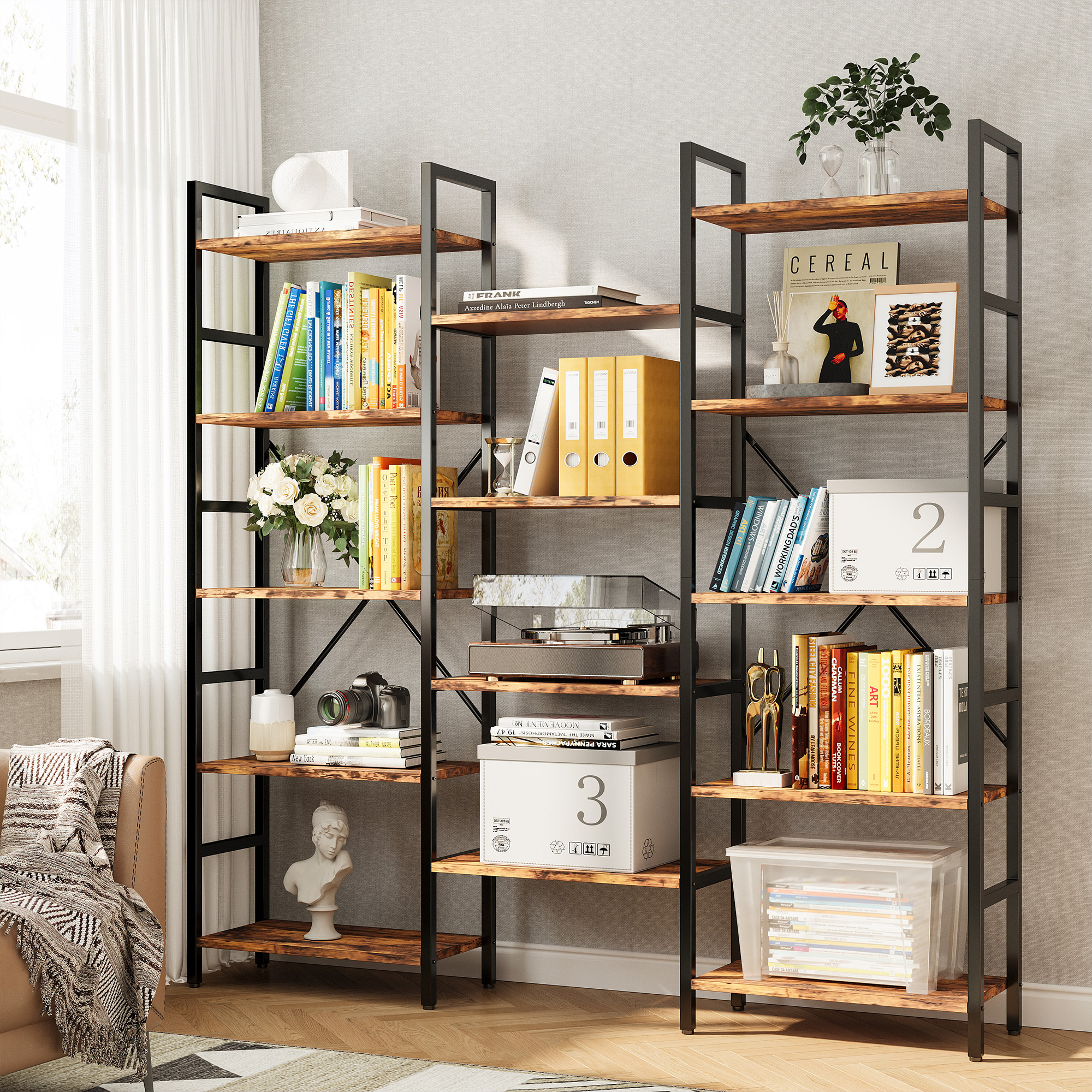 Yorktown Industrial Antique Iron and Wood Bookcase - Walmart.com