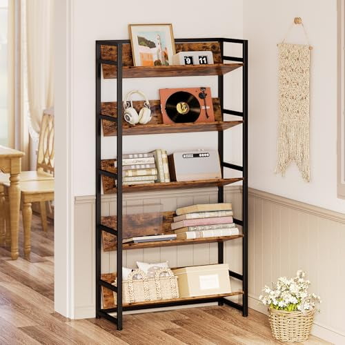 IRONCK Book Shelf, 31.5 inch Wide Bookcase, 5 Tiers Large Bookshelf ...