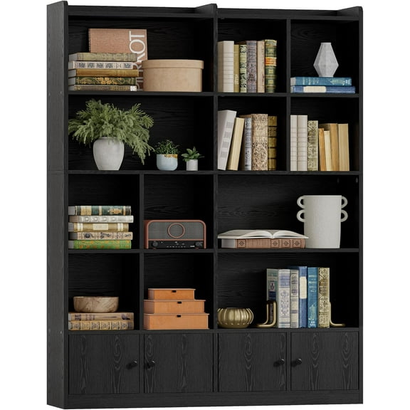 IRONCK Industrial Bookshelves and Bookcases with Doors Set of Two Floor ...