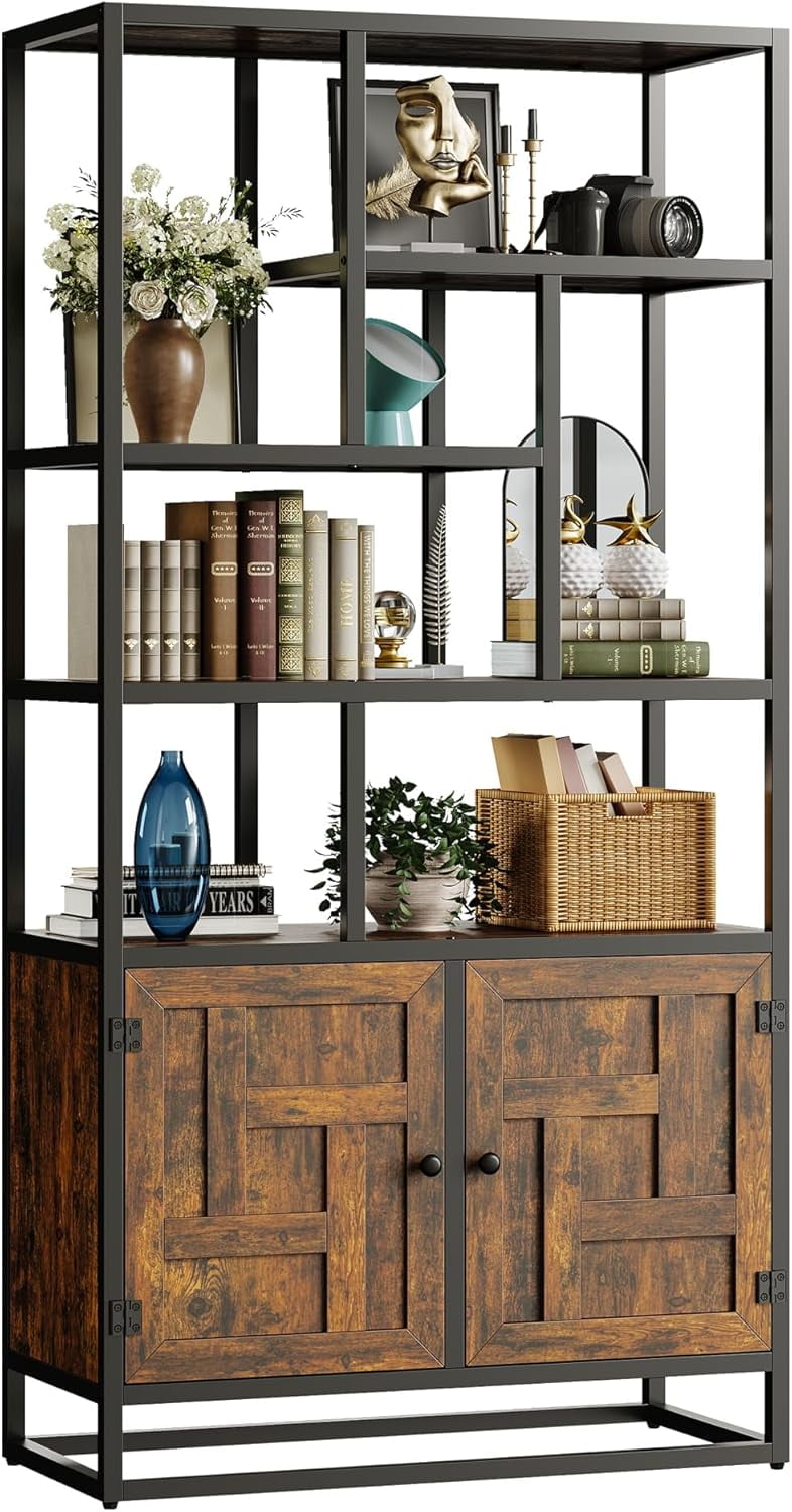 IRONCK Bookshelves and Bookcases, 35.4in Wide Book Shelf with Doors, 6 ...