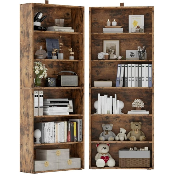 IRONCK Bookshelves and Bookcases Set of 2 Floor Standing 6 Tiers ...