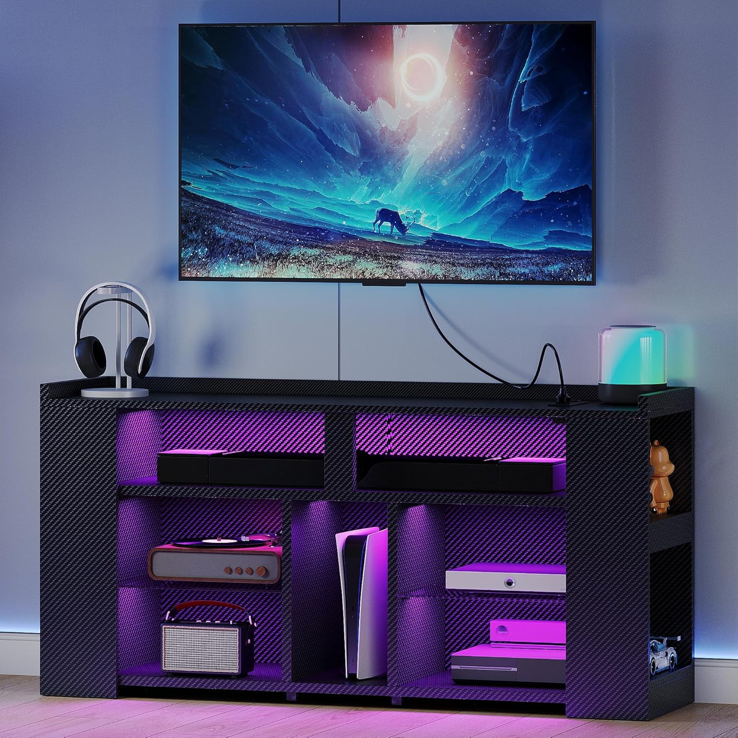 IRONCK Entertainment Center with Storage, 47 Inch Tall TV Stand W/Power ...