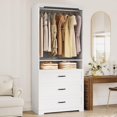 IRONCK Freestanding Closet System with 3 Wood Drawers, Modern Armoire ...
