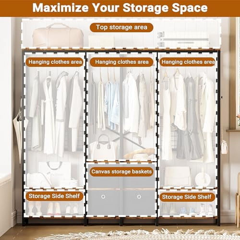 IRONCK Garment Racks with Shelves 4 Drawers and 8 Hooks Heavy Duty Closet Organizer for Hanging ...