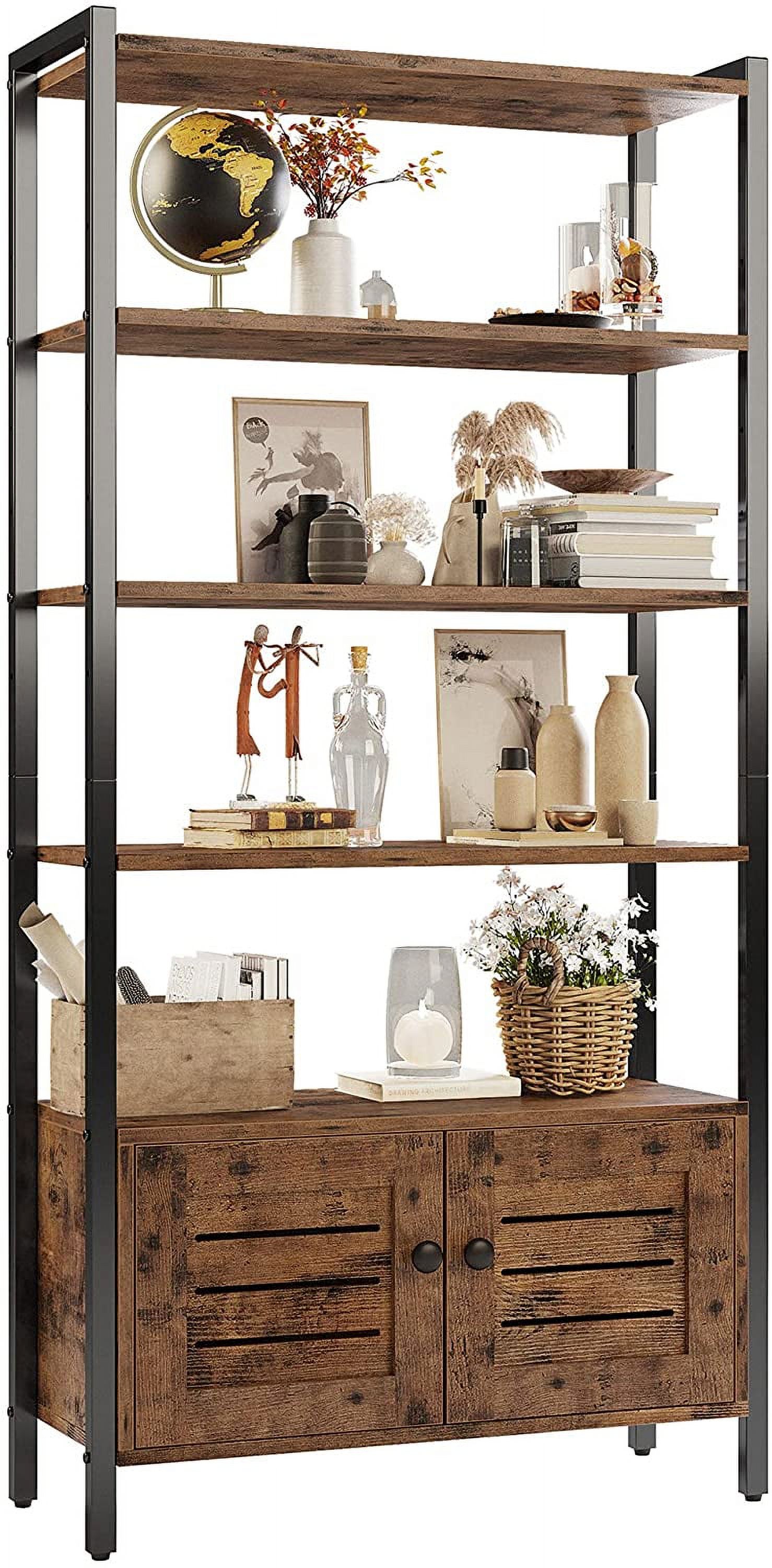 OXYLIFE Bookcase Display Cabinet with Lights, Pop-up Glass Doors, 2 ...