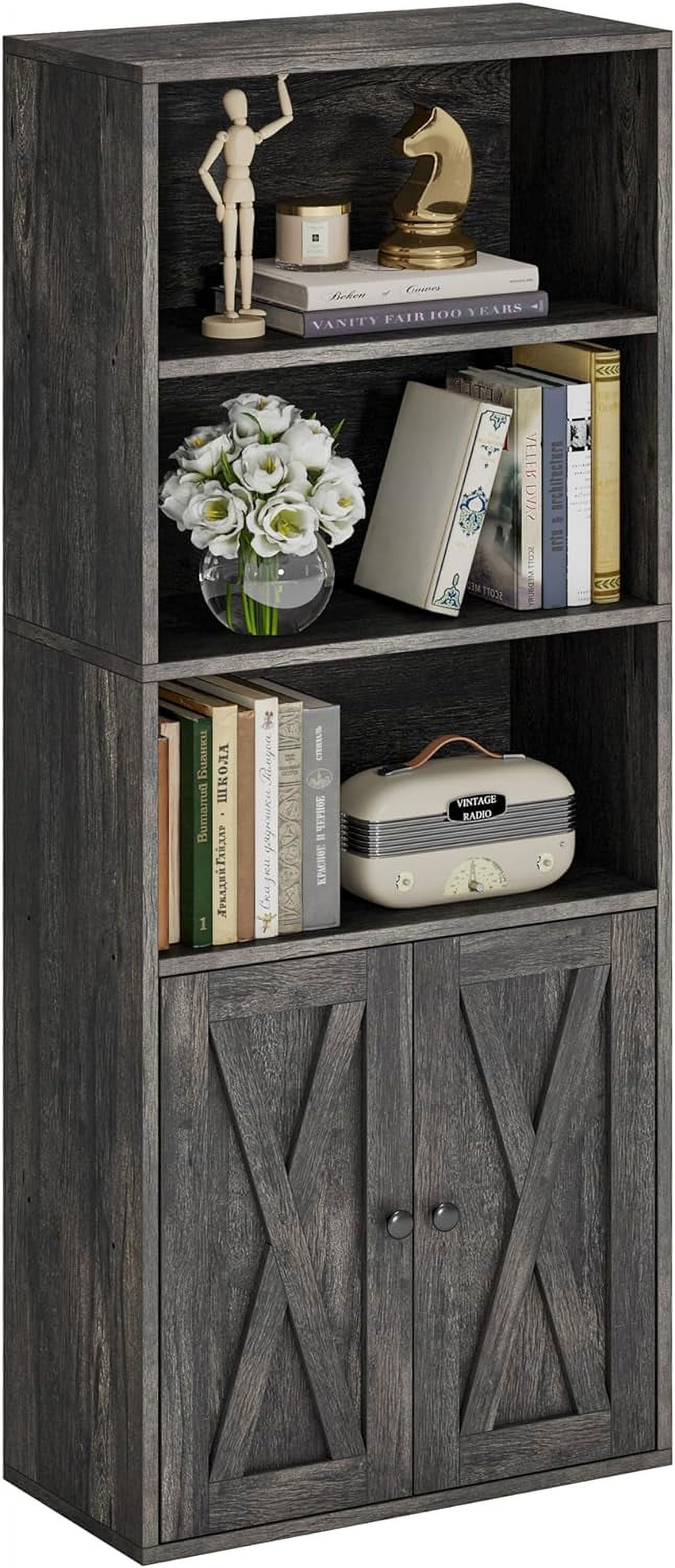 IRONCK Industrial Bookshelves and Bookcases with Doors 11.8 in Depth Floor Standing 5 Shelf ...