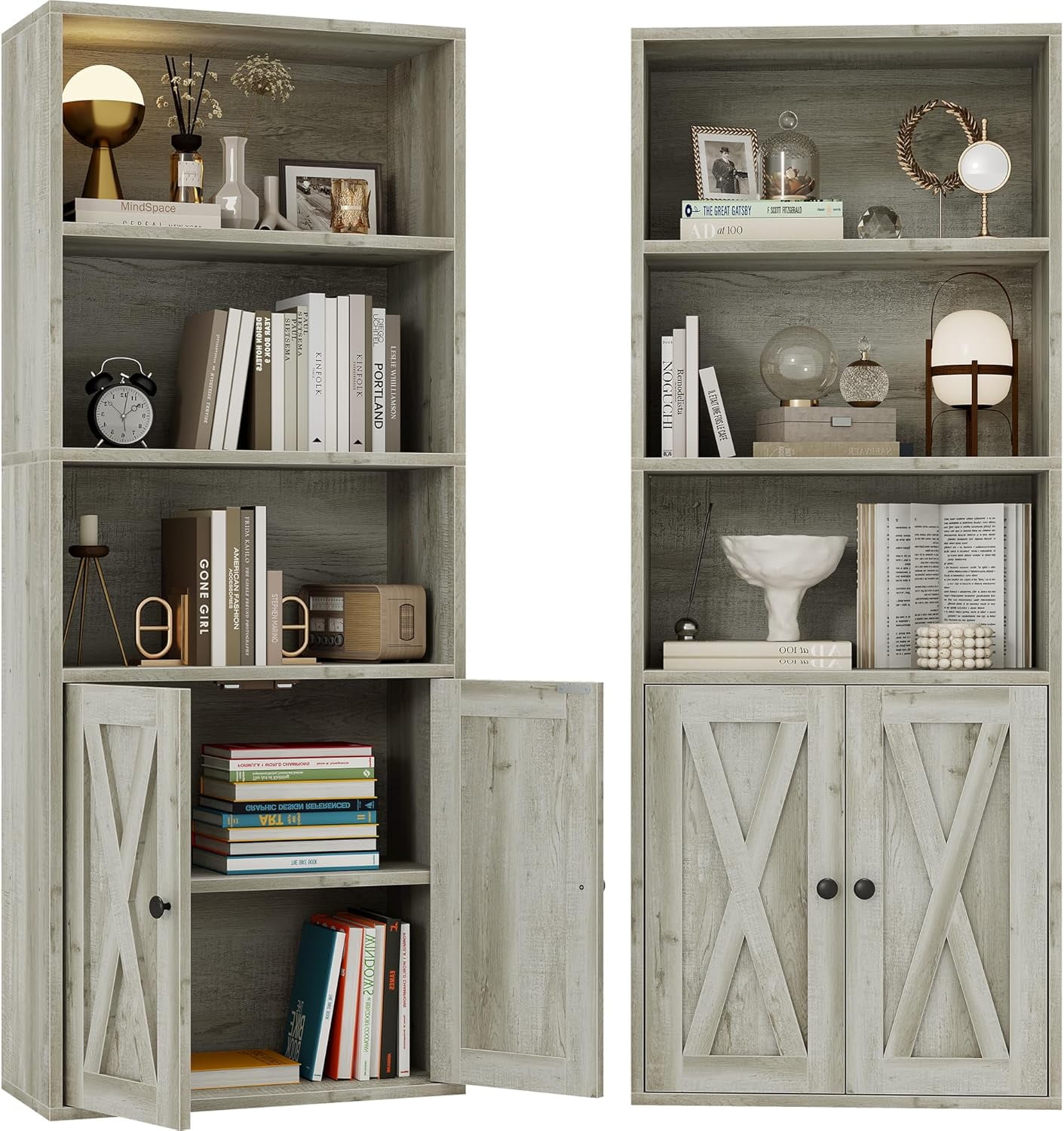 IRONCK Industrial Bookshelves and Bookcases with Doors 11.8 in Depth ...