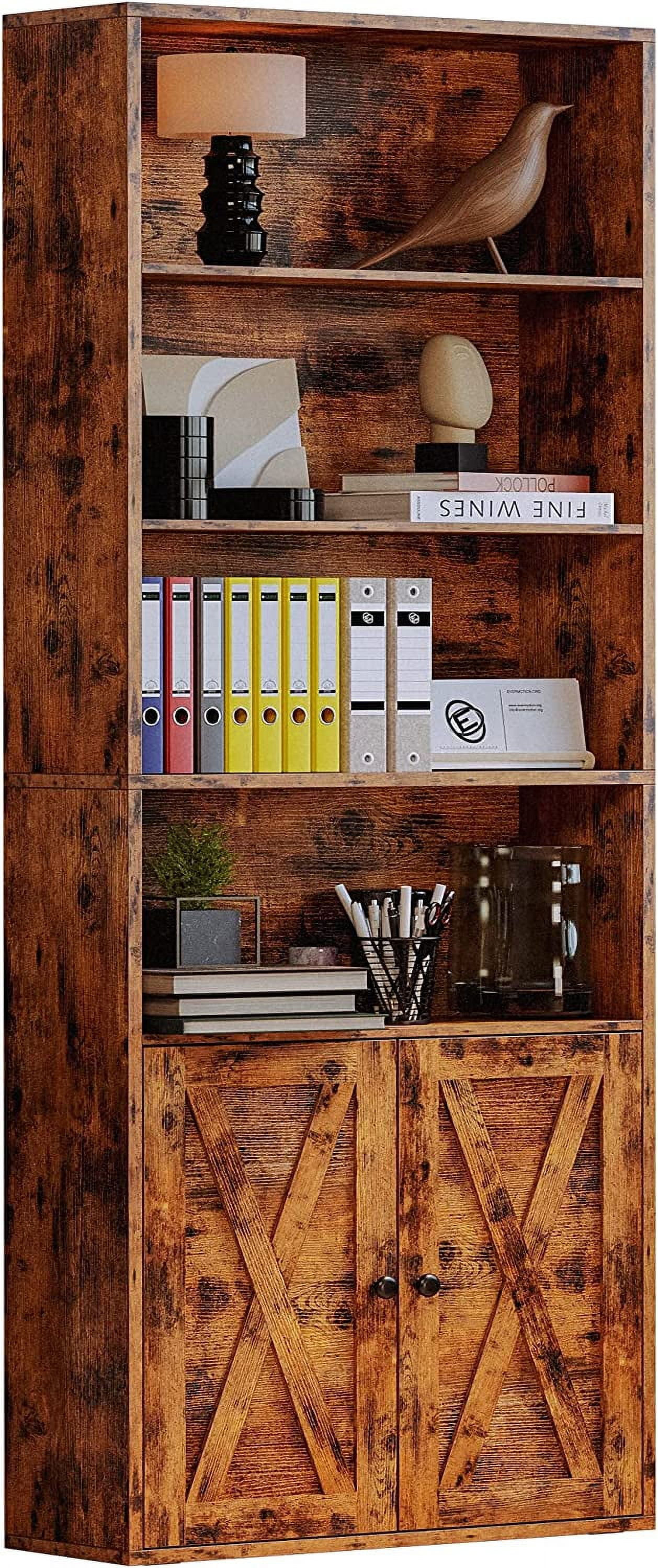 Bookshelves and Bookcases with Doors Floor Standing 6 Shelf Display ...