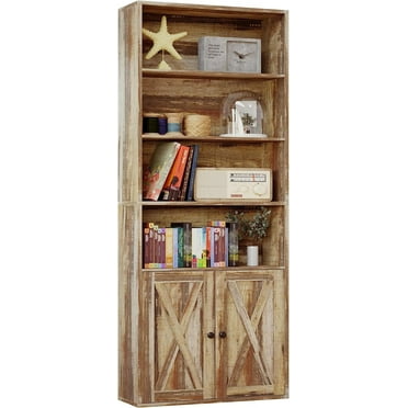 OXYLIFE Bookcase Display Cabinet with Lights, Pop-up Glass Doors, 2 ...