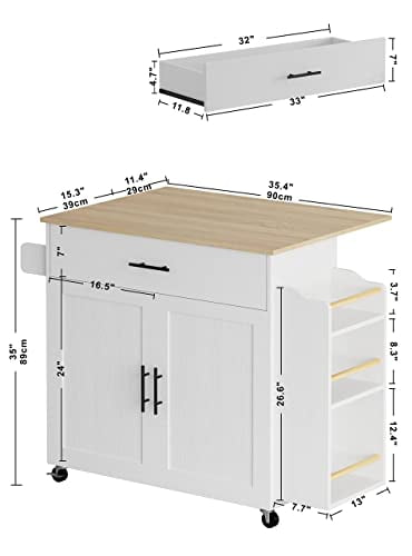 IRONCK Kitchen Island with Storage, Rolling Kitchen Island on Wheels ...