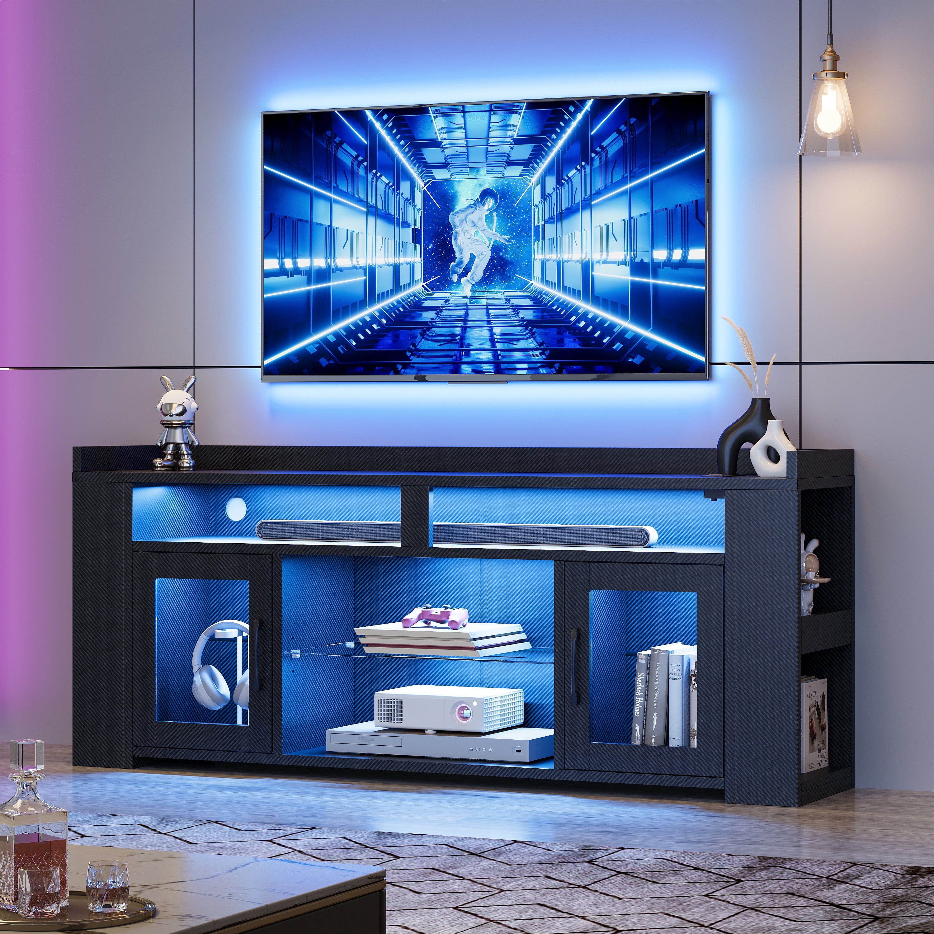 IRONCK LED TV Stand for 65 inch TV, Entertainment Center with Power ...