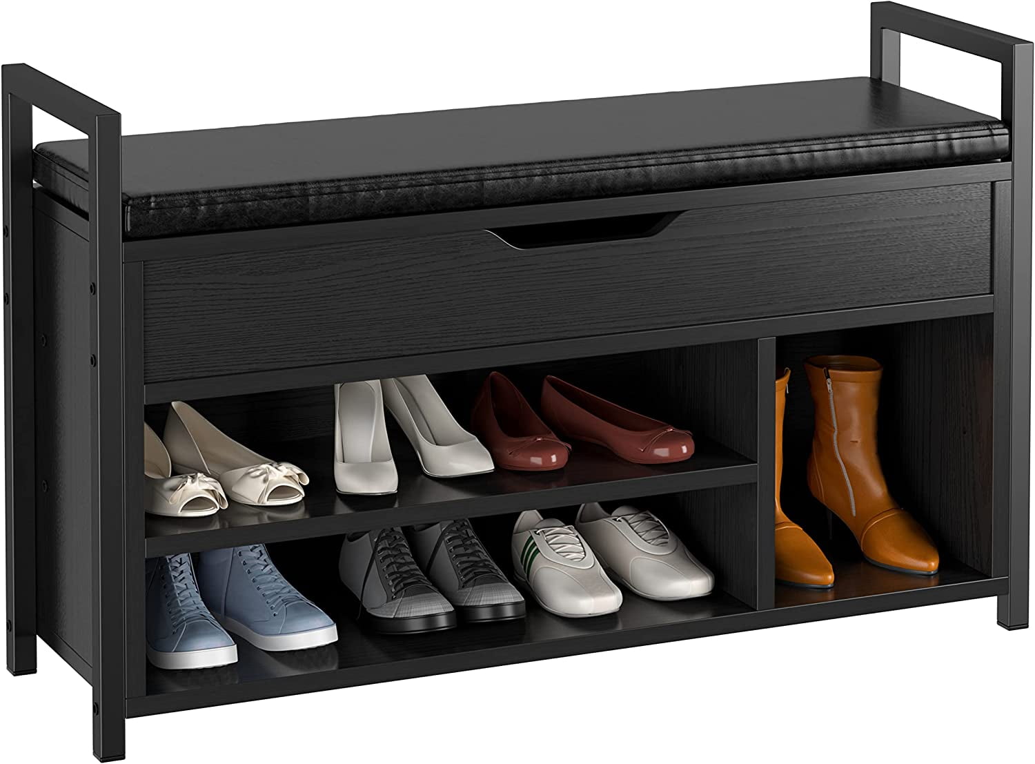 IRONCK Organizer Shoe Bench, Storage Box with Shelf Rack, Entryway ...