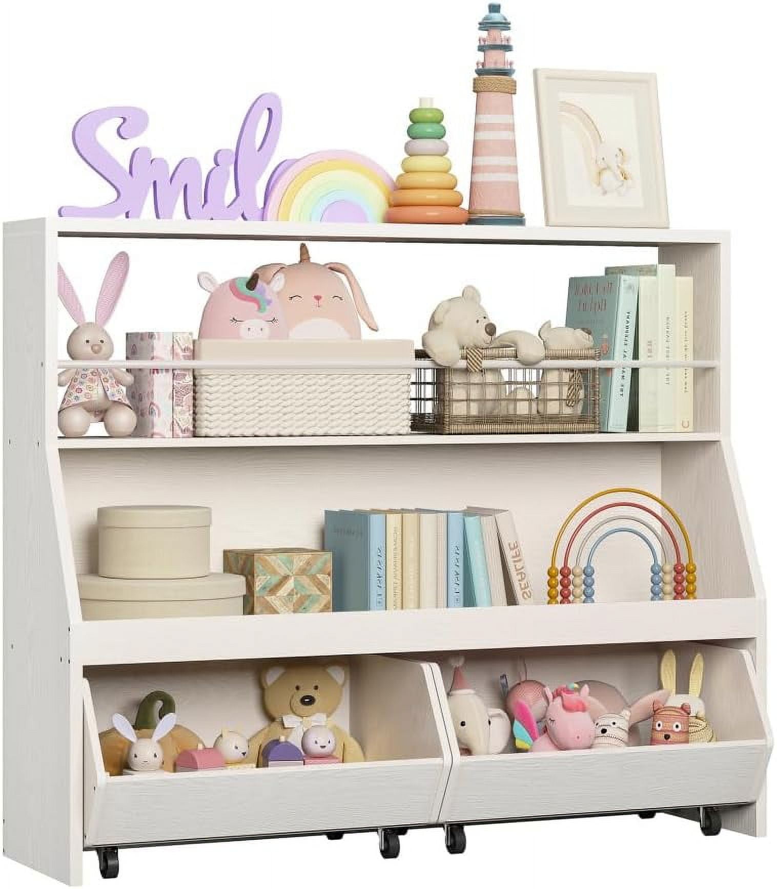 IRONCK Toy Storage Organizer, - Bookshelf with 2 Movable Cubby Drawers ...