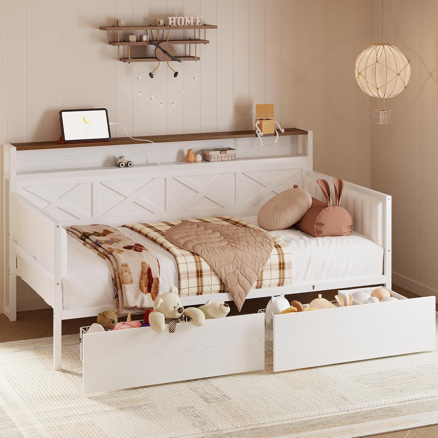 IRONCK Twin Size Daybed with Storage Drawers, Sturdy Metal Bed Frame ...