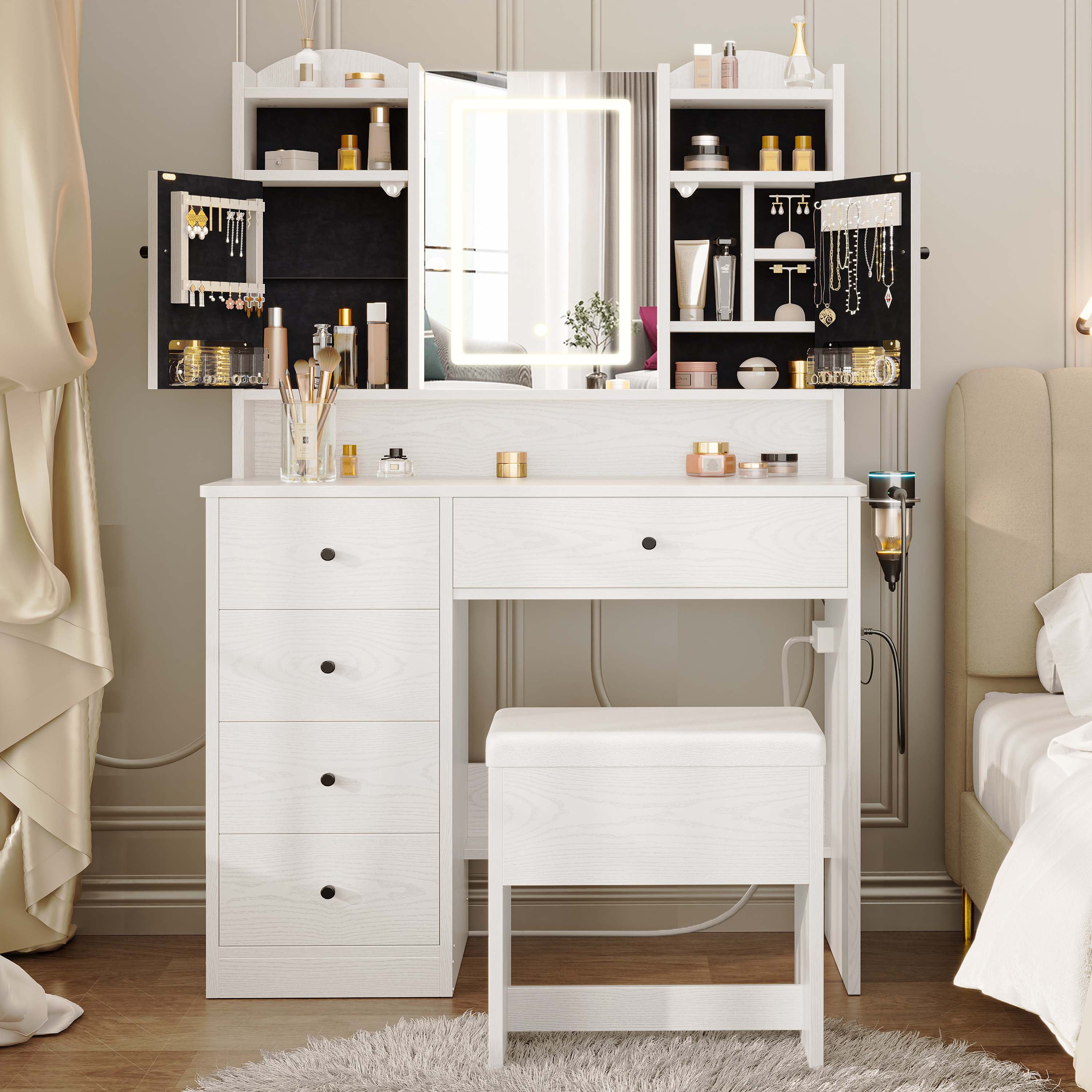 Walmart Black Friday Deals 2025 IRONCK White Vanity Set with Mirror and ...