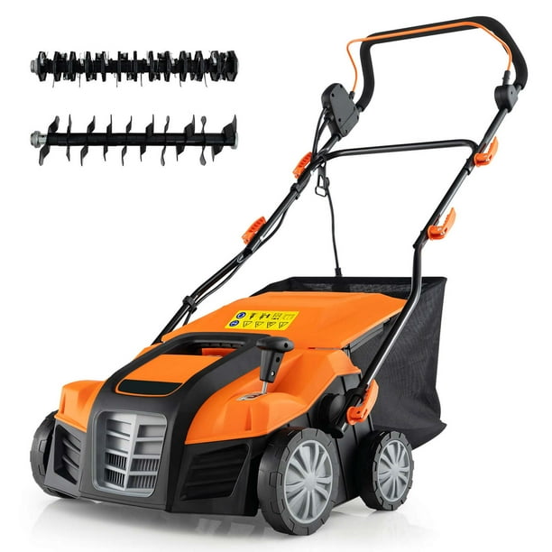 IRONMAX 16-Inch Electric Dethatcher & Scarifier 15A 2-In-1 Lawn ...
