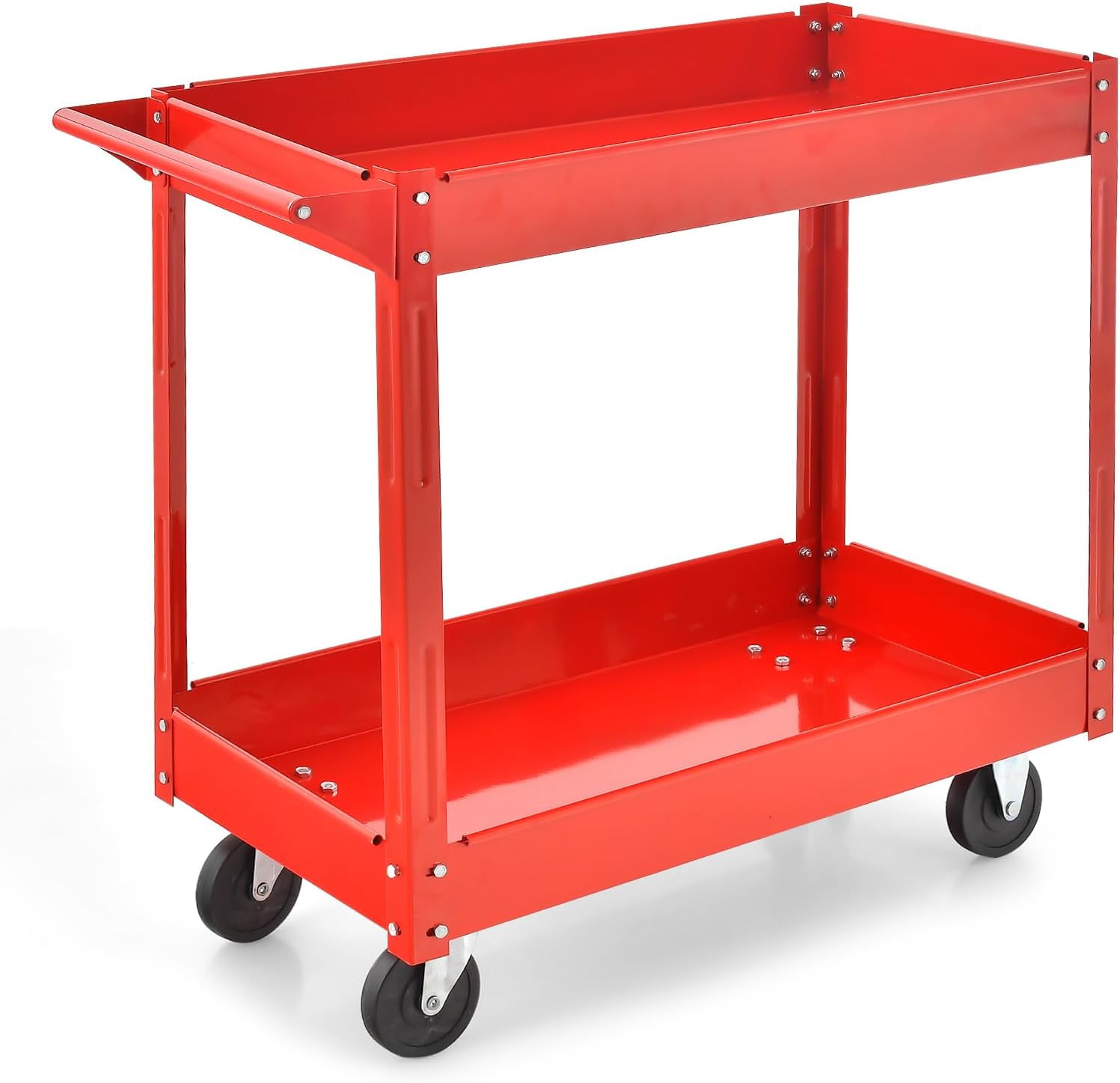 IRONMAX 2 Tier Tool Cart with Wheels, Heavy Duty Rolling Service Push ...