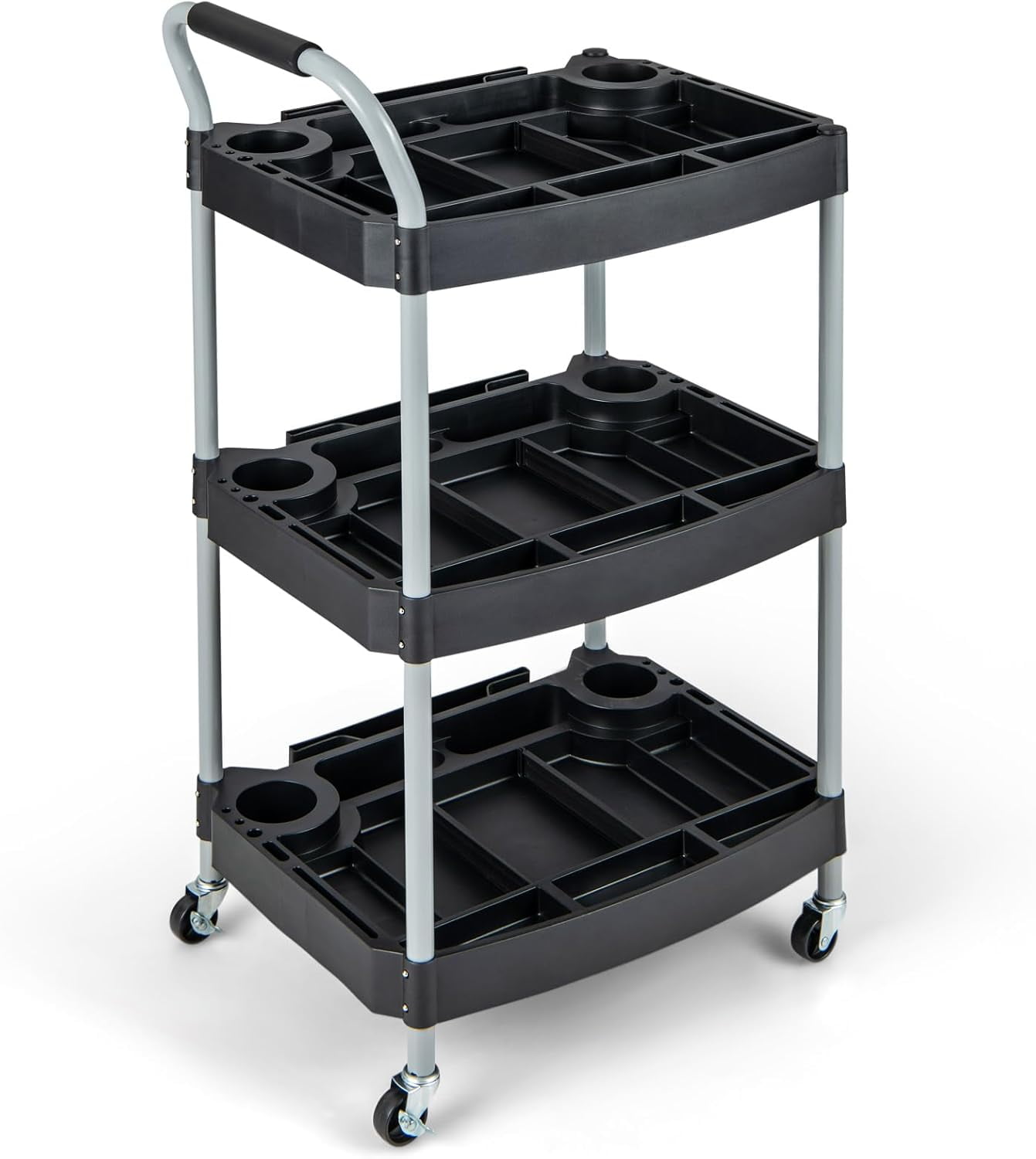 IRONMAX 3 Tier Utility Cart, 3 Shelf Rolling Storage Cart with ...