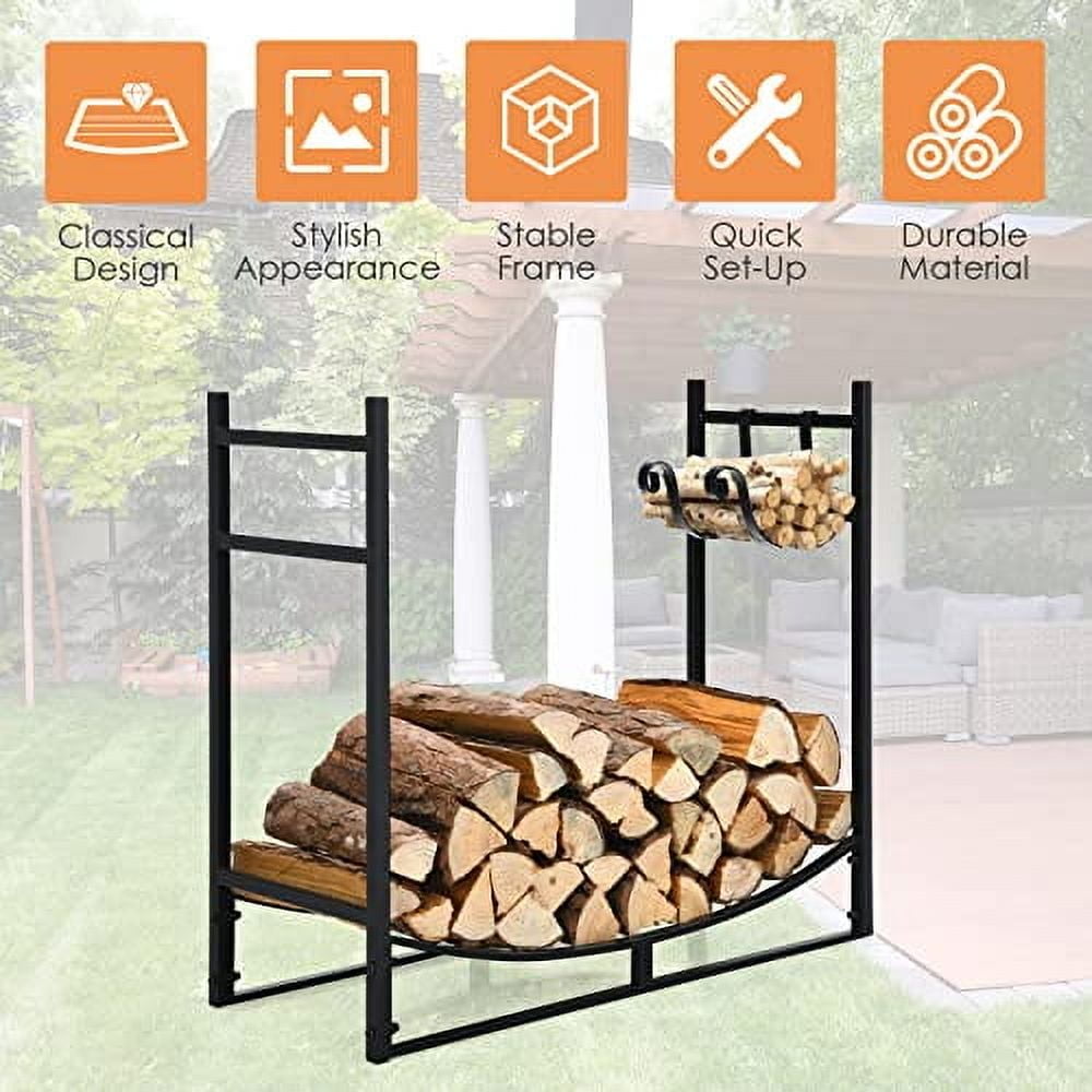 IRONMAX 33 Inch Firewood Rack, Fireplace Wood Storage Stand with ...