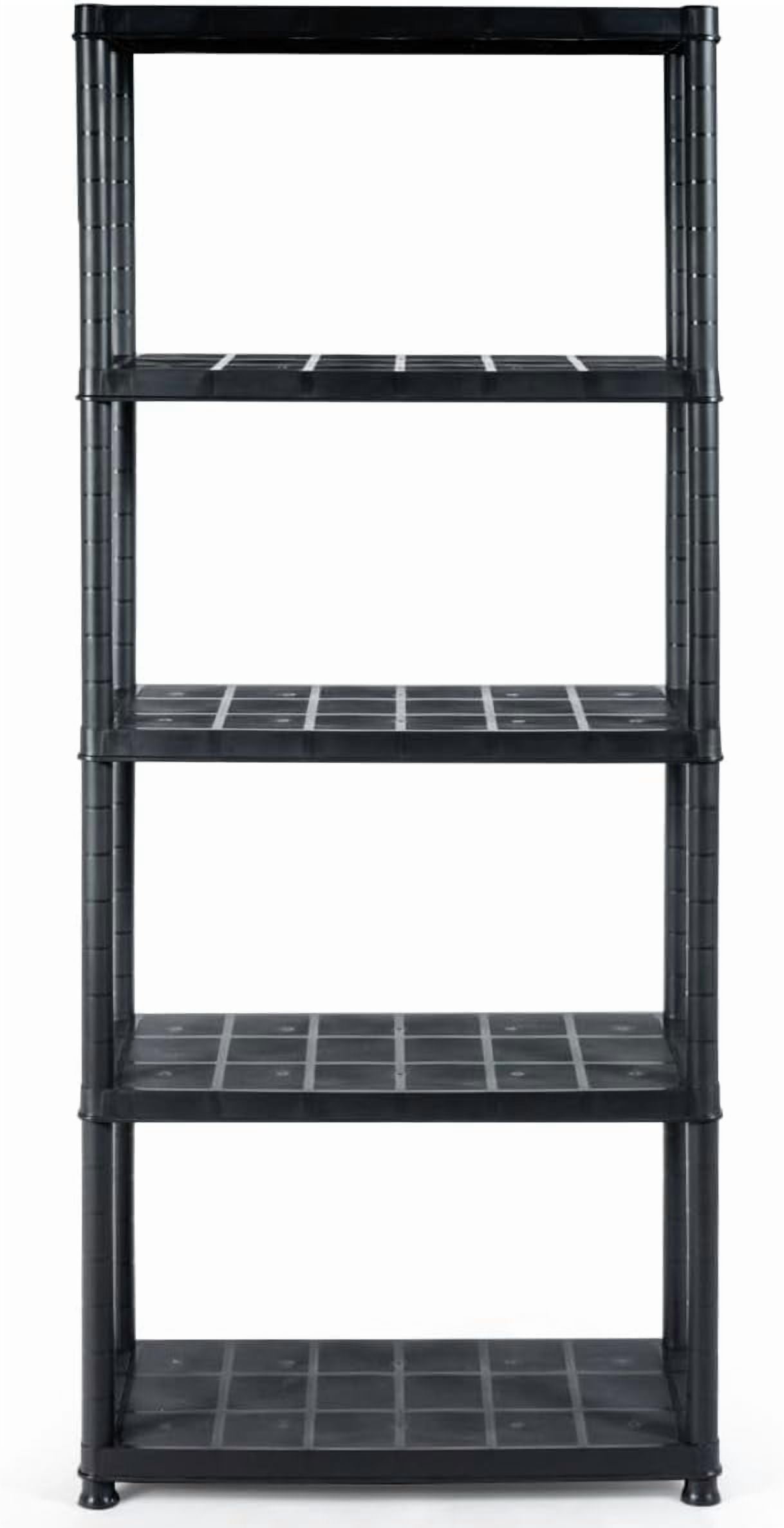 IRONMAX 5-Tier Garage Shelving Unit, Plastic Storage Rack with 4 Wall ...