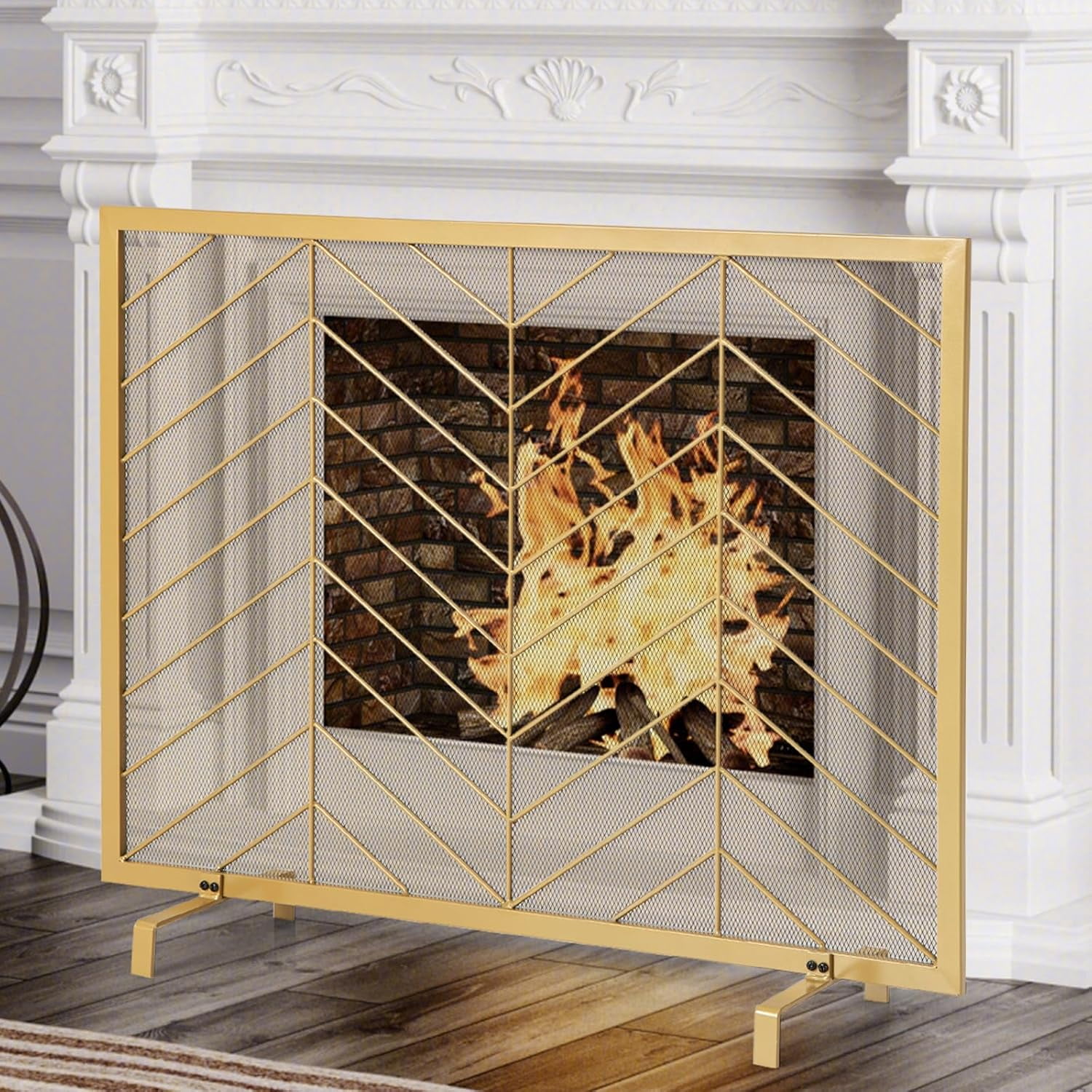 IRONMAX Fireplace Screen, 39 x 31 Inch Single Panel Heavy Duty ...
