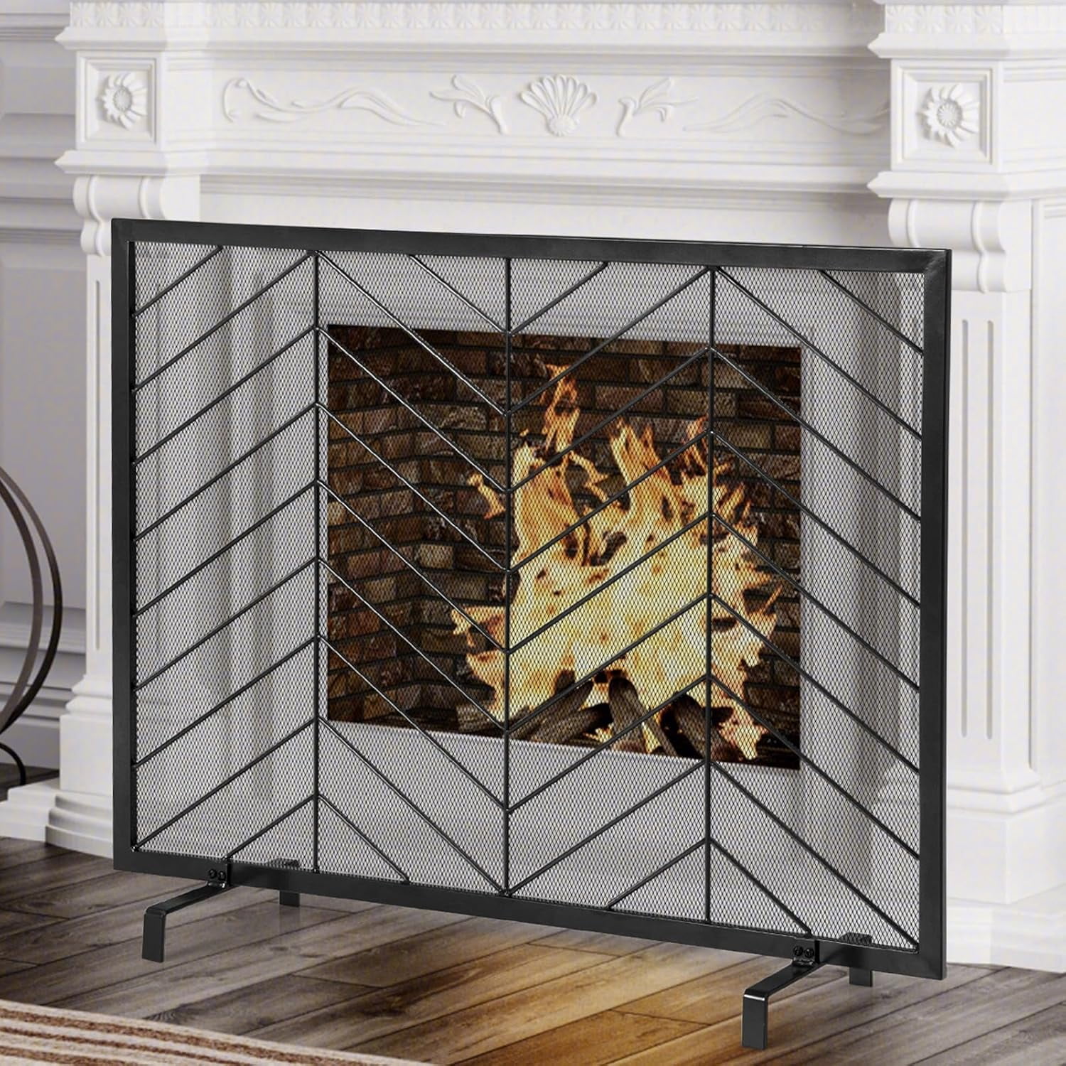 IRONMAX Fireplace Screen, 39 x 31 Inch Single Panel Heavy Duty ...