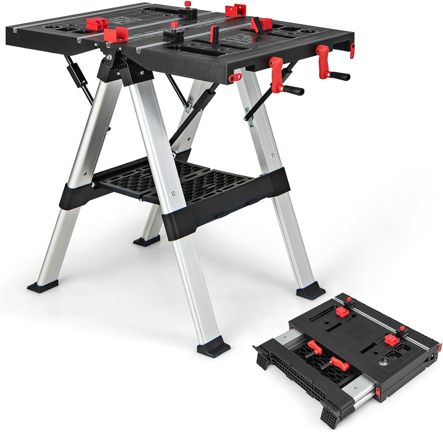 IRONMAX Folding Work Table, 2-in-1 Height Adjustable Workbench ...
