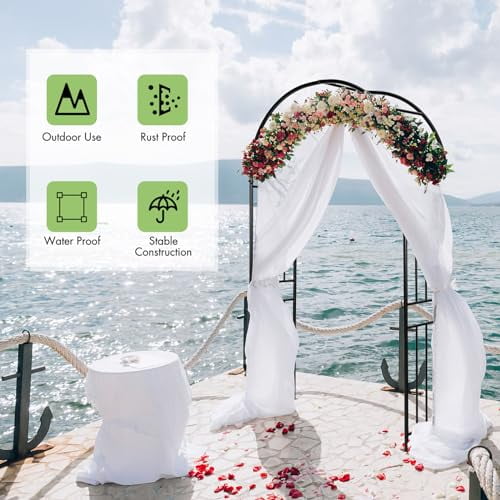 IRONMAX Garden Arch, Heavy Duty Galvanized Steel Garden Arbor with 8 ...