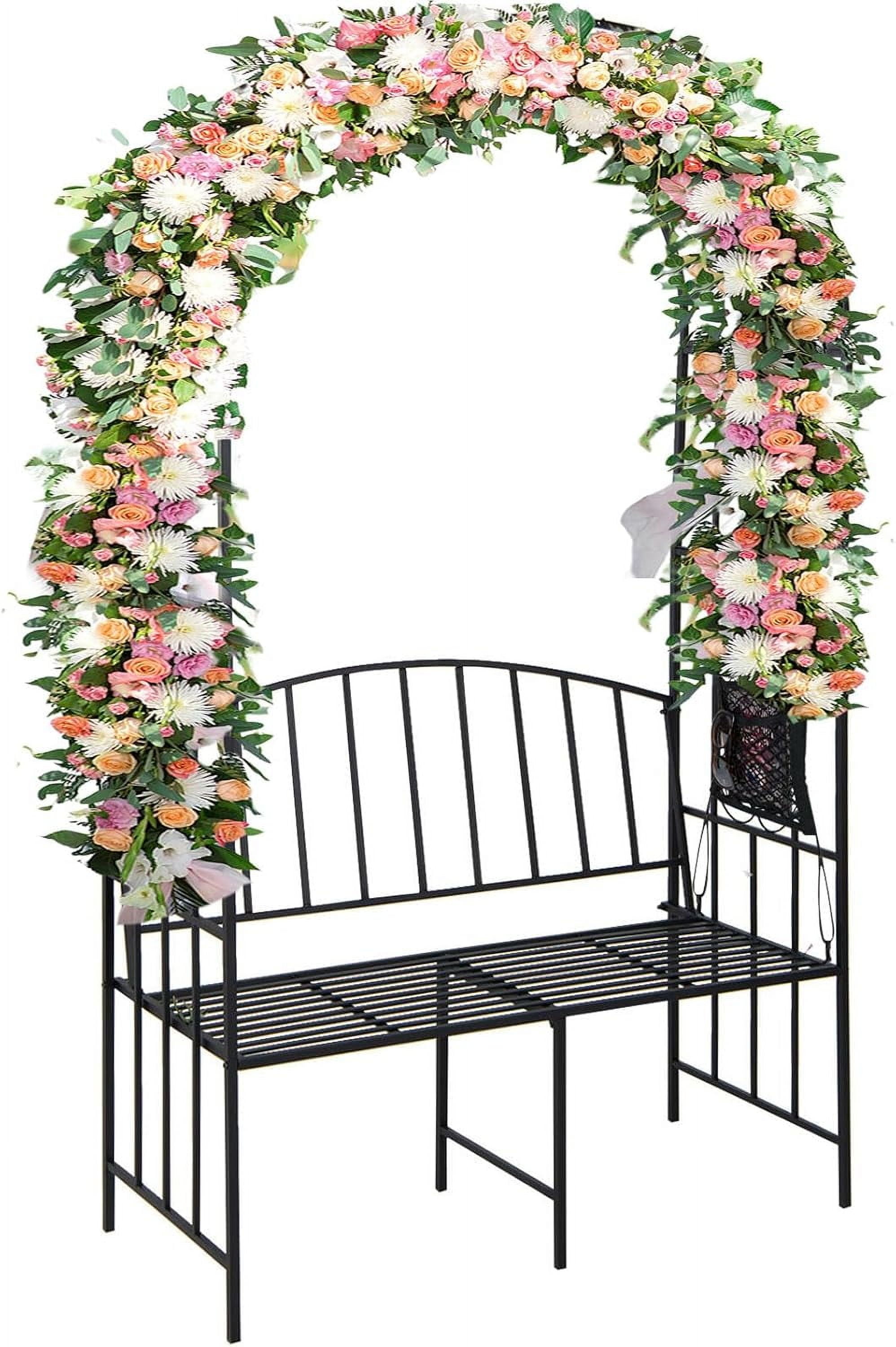 IRONMAX Garden Arch with , Heavy Duty Steel Garden Arbor with Storage ...