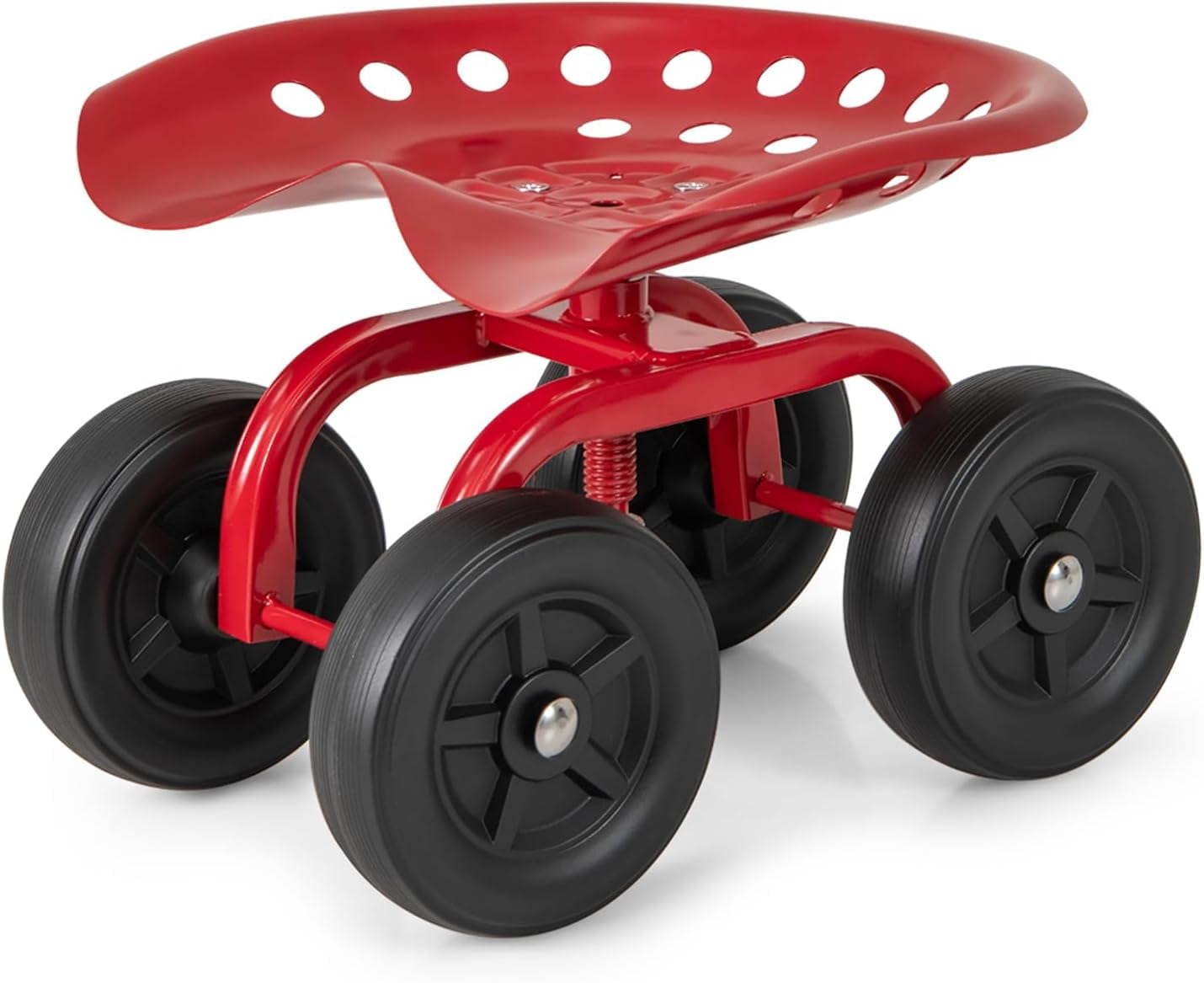 IRONMAX Garden Cart with Seat, Gardening Rolling Stool Scooter with ...