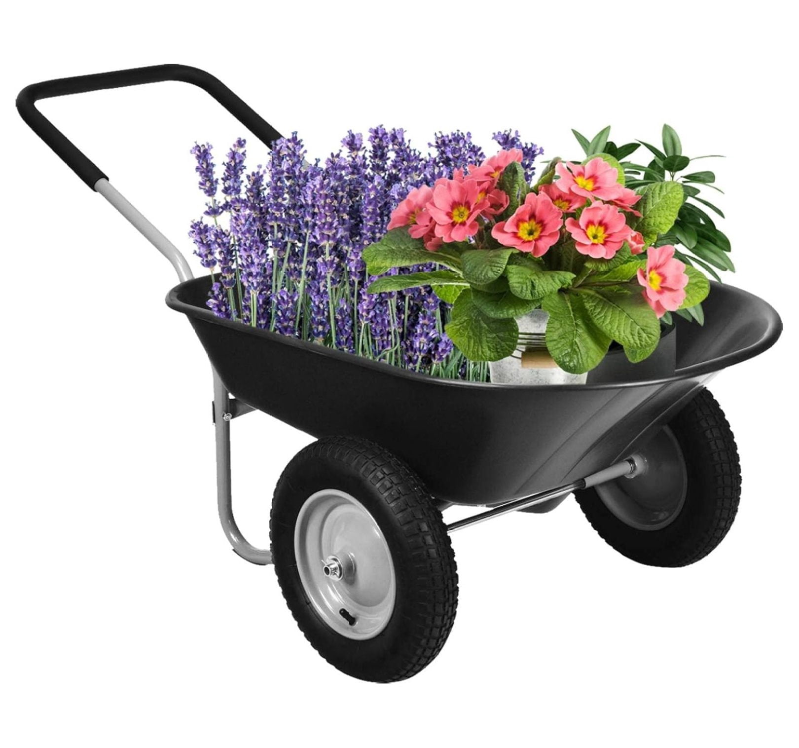 IRONMAX Garden Dual-Wheel Wheelbarrow, Heavy Duty Utility Yard Cart w ...